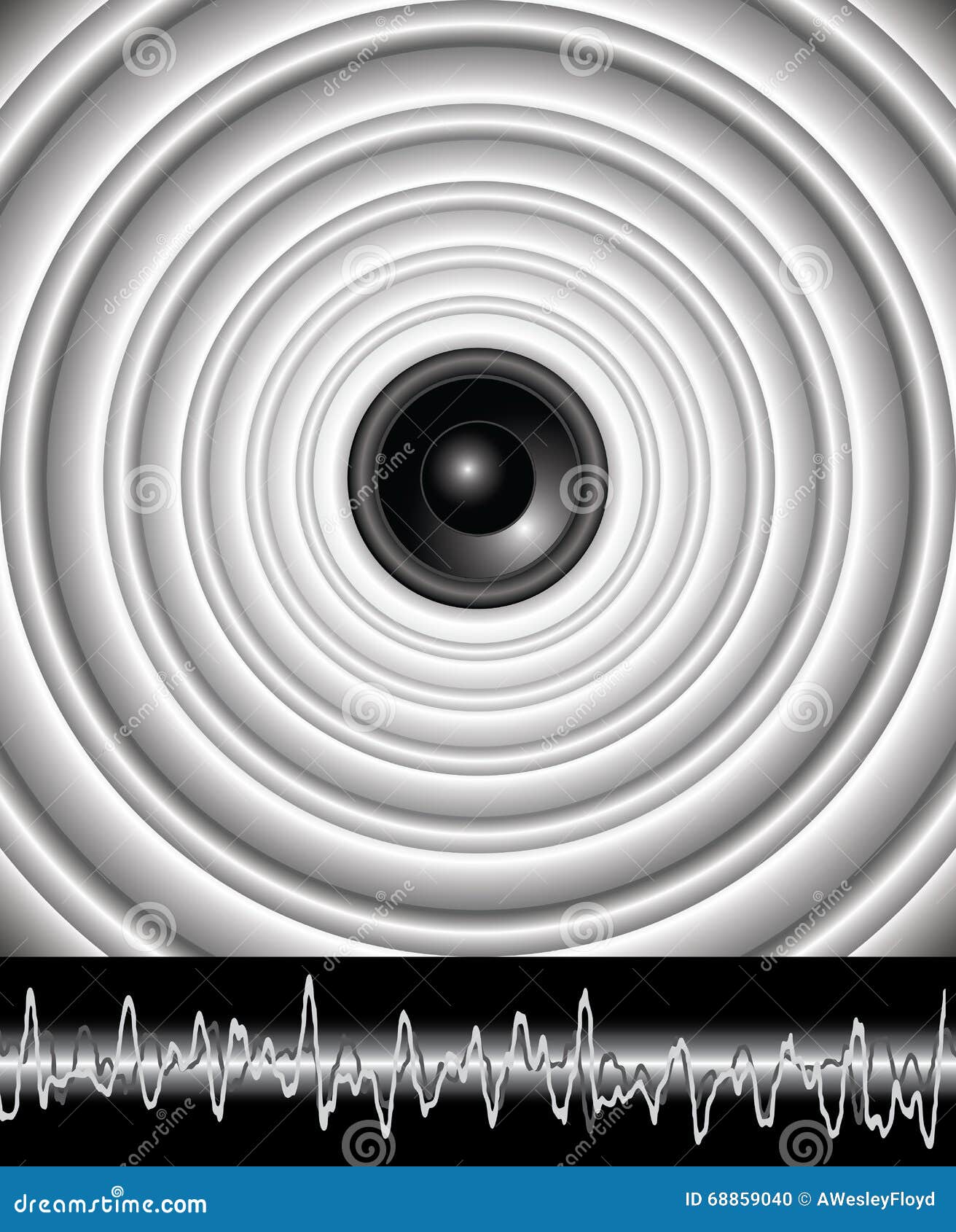 Speaker with Sound Waves stock vector. Illustration of musical - 68859040