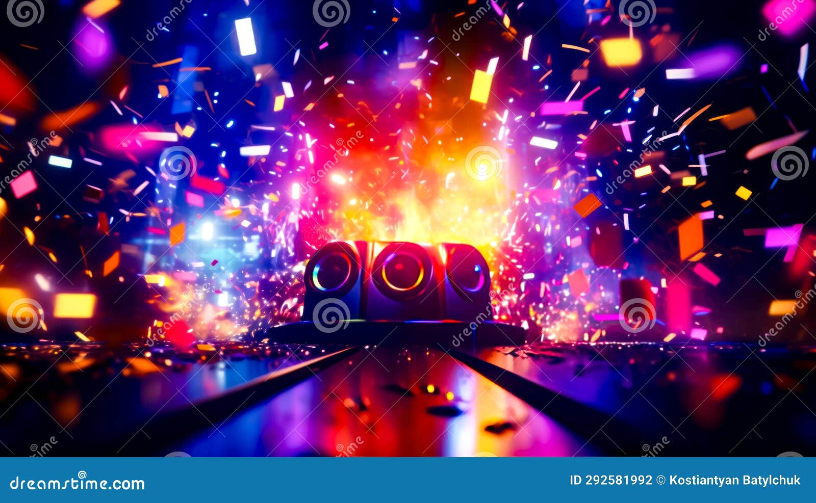 Speaker on Stage Surrounded by Confetti and Confetti. Generative AI ...