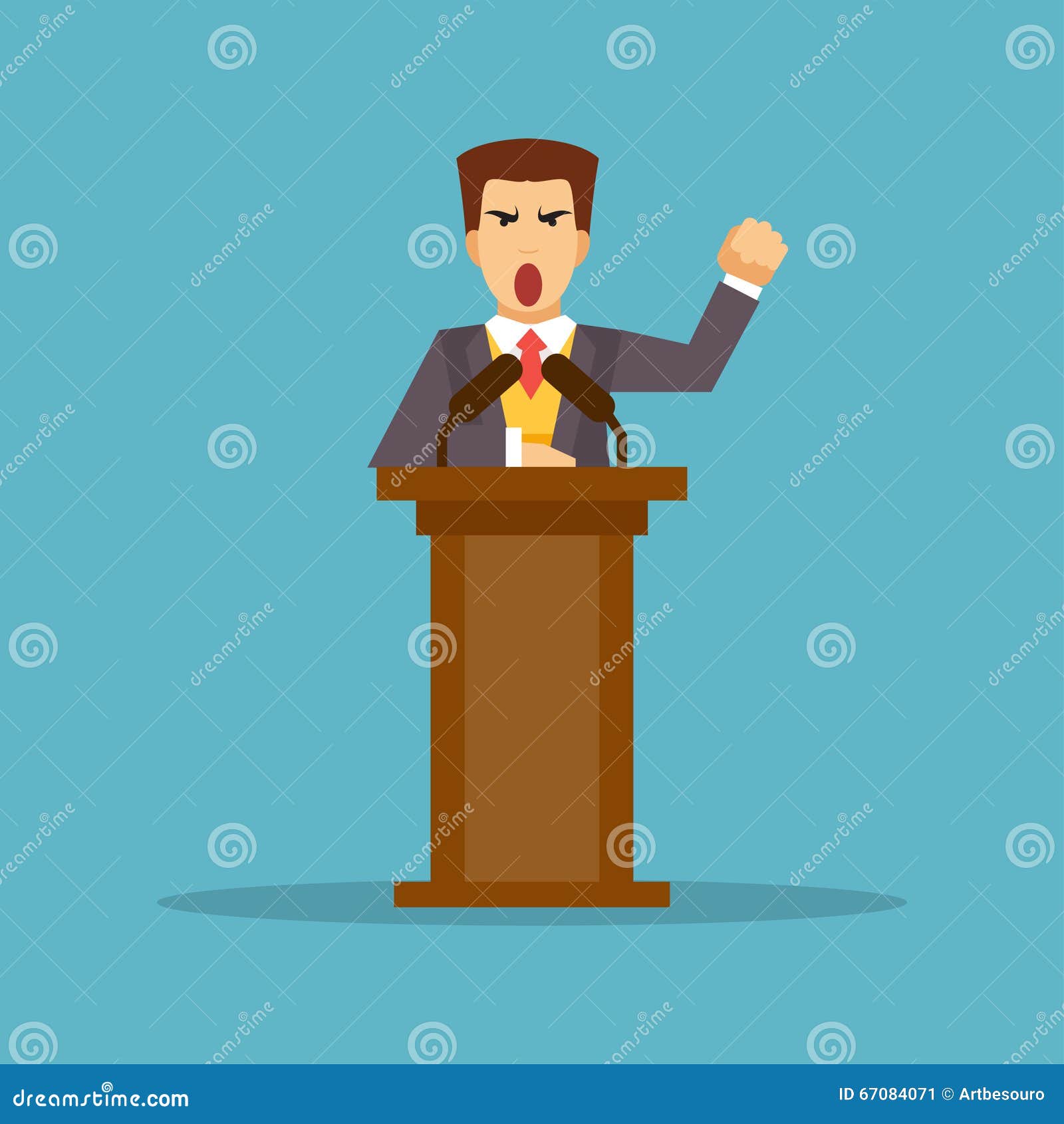 The Speaker Stands Behind the Podium. Vector Illustration Stock Vector ...