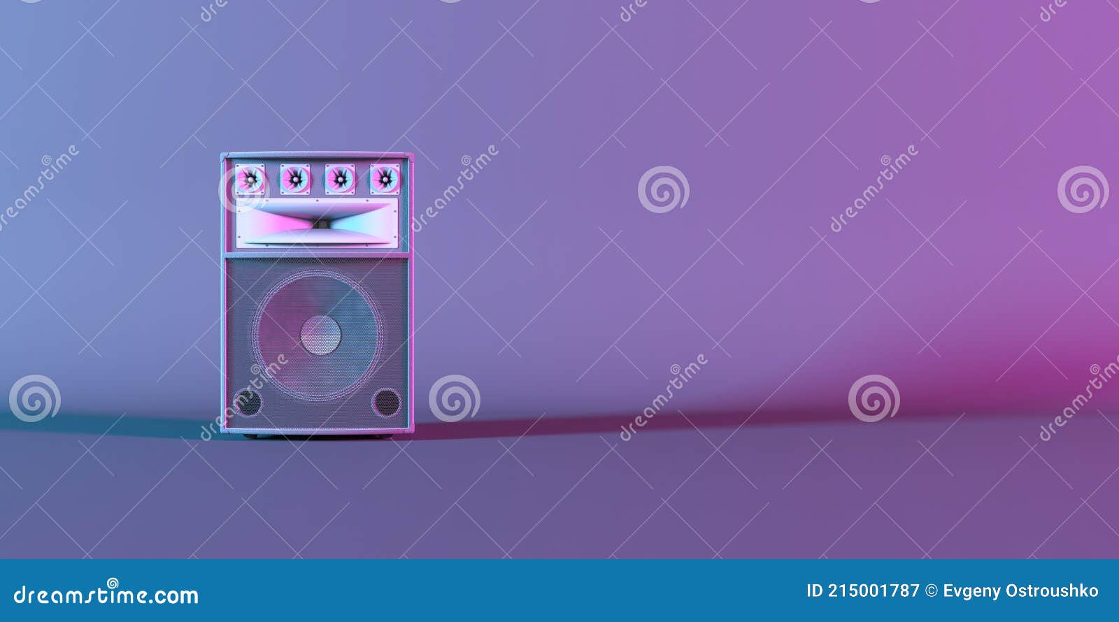 Speaker System Close-up in Neon Lighting Stock Illustration ...