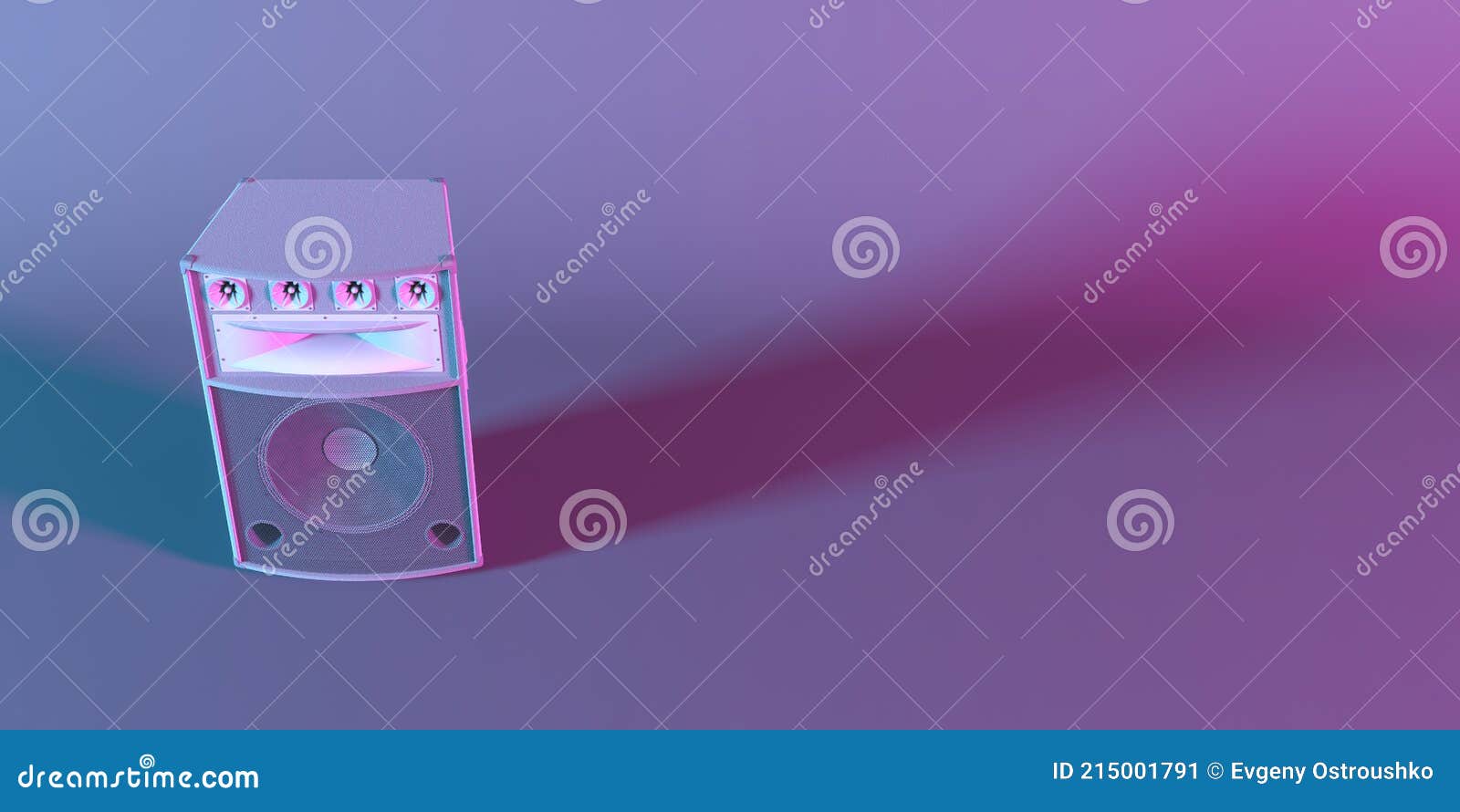 Speaker System Close-up in Neon Lighting Stock Illustration ...