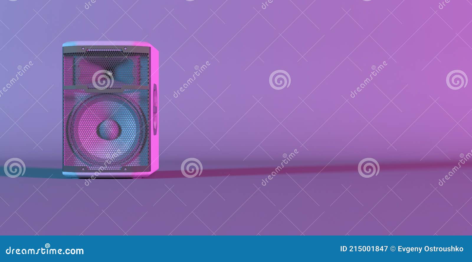 Speaker System Close-up in Neon Lighting Stock Illustration ...