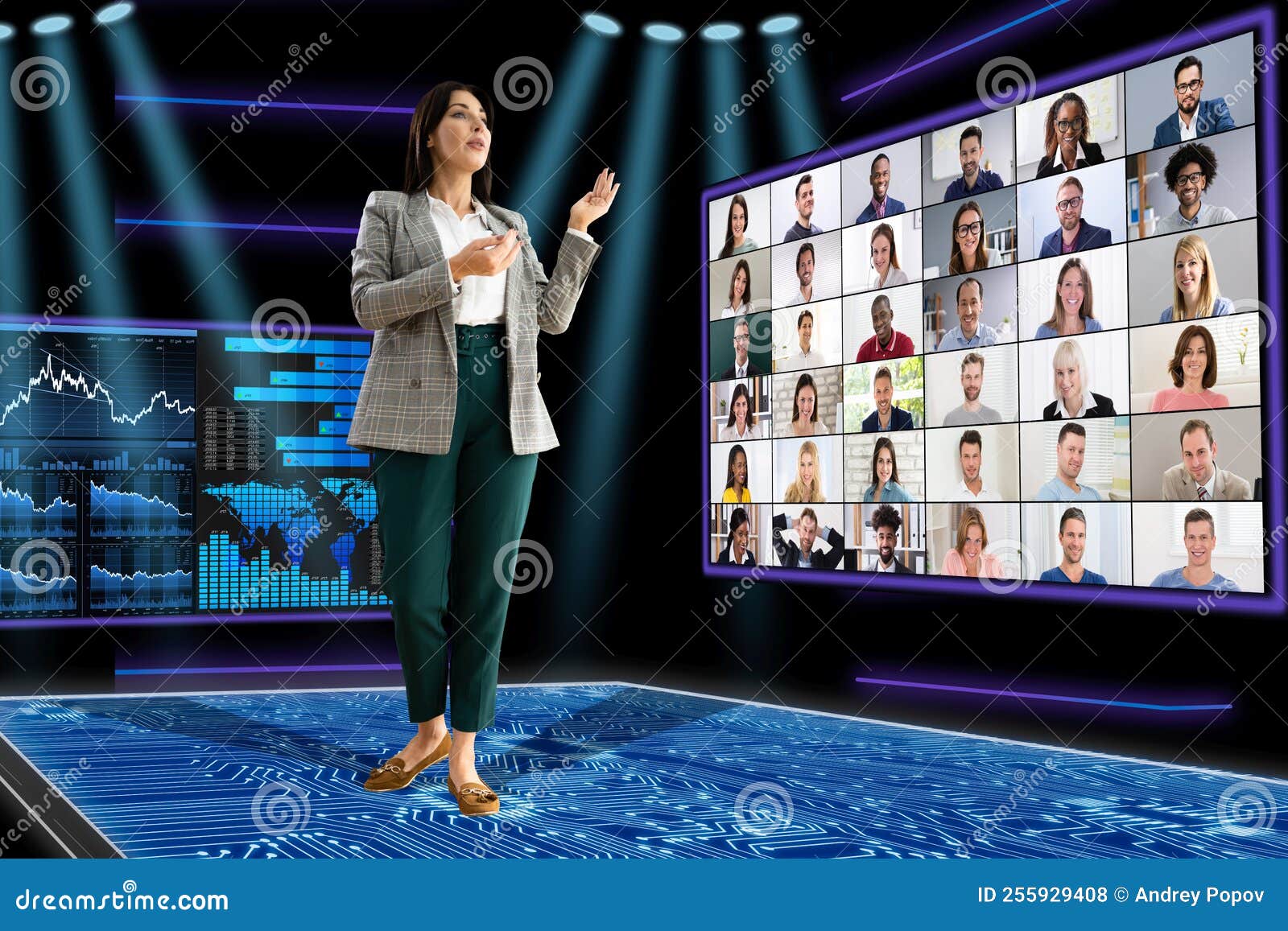 Speaker at Virtual Training Seminar. Training Conference Stock Photo ...