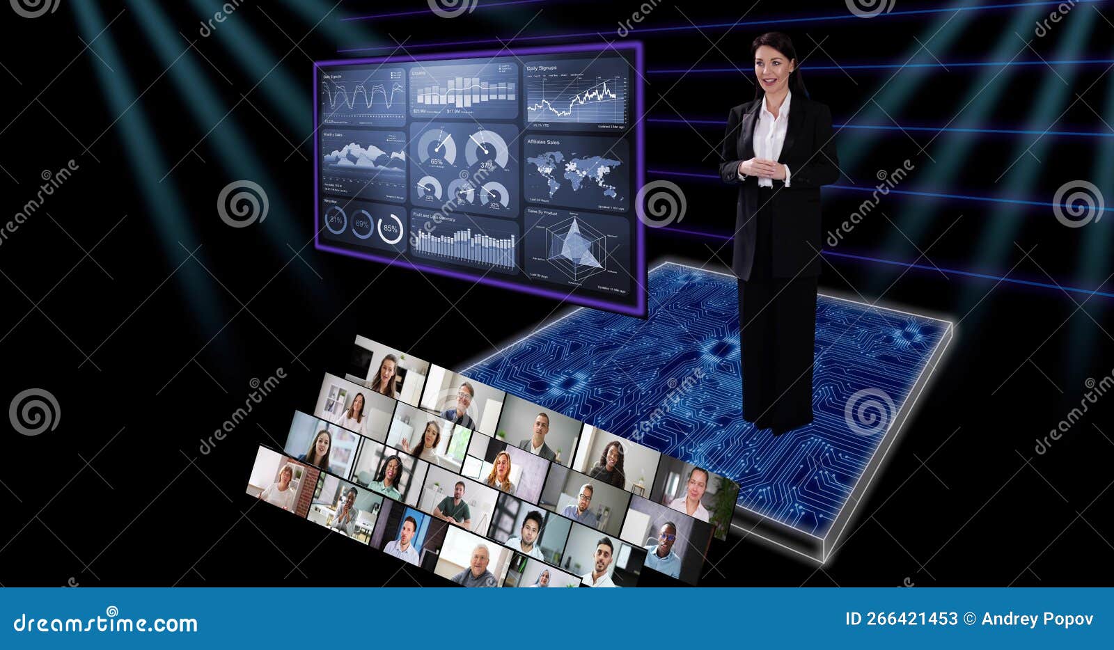 Speaker at Virtual Training Seminar. Training Conference Stock Image ...