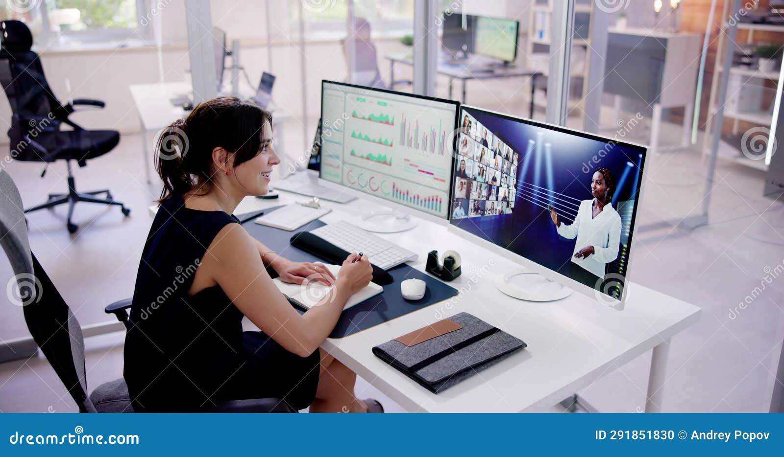 Speaker at Virtual Training Seminar. Training Conference Stock Photo ...