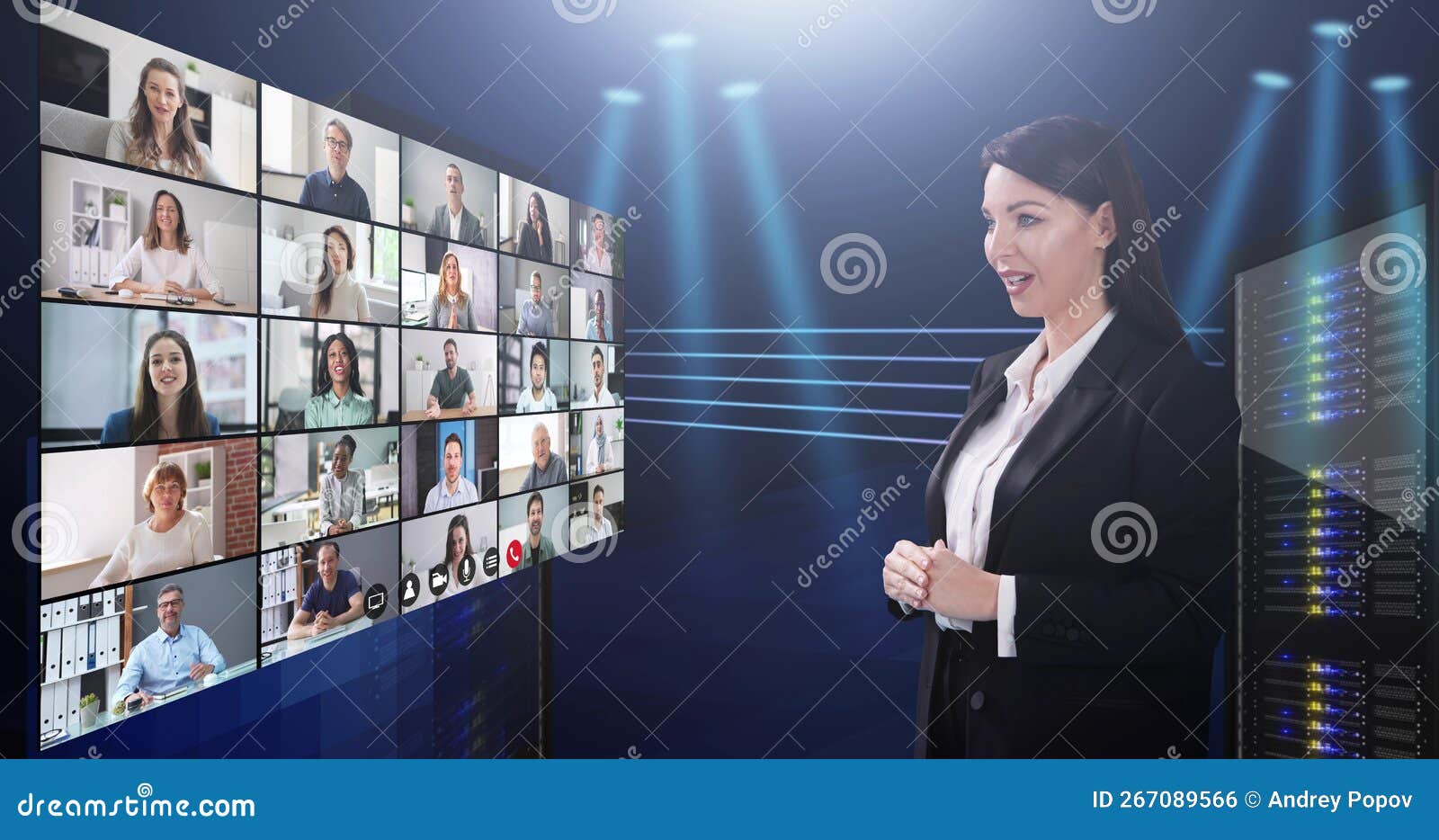 Speaker at Virtual Training Seminar. Training Conference Stock Photo ...