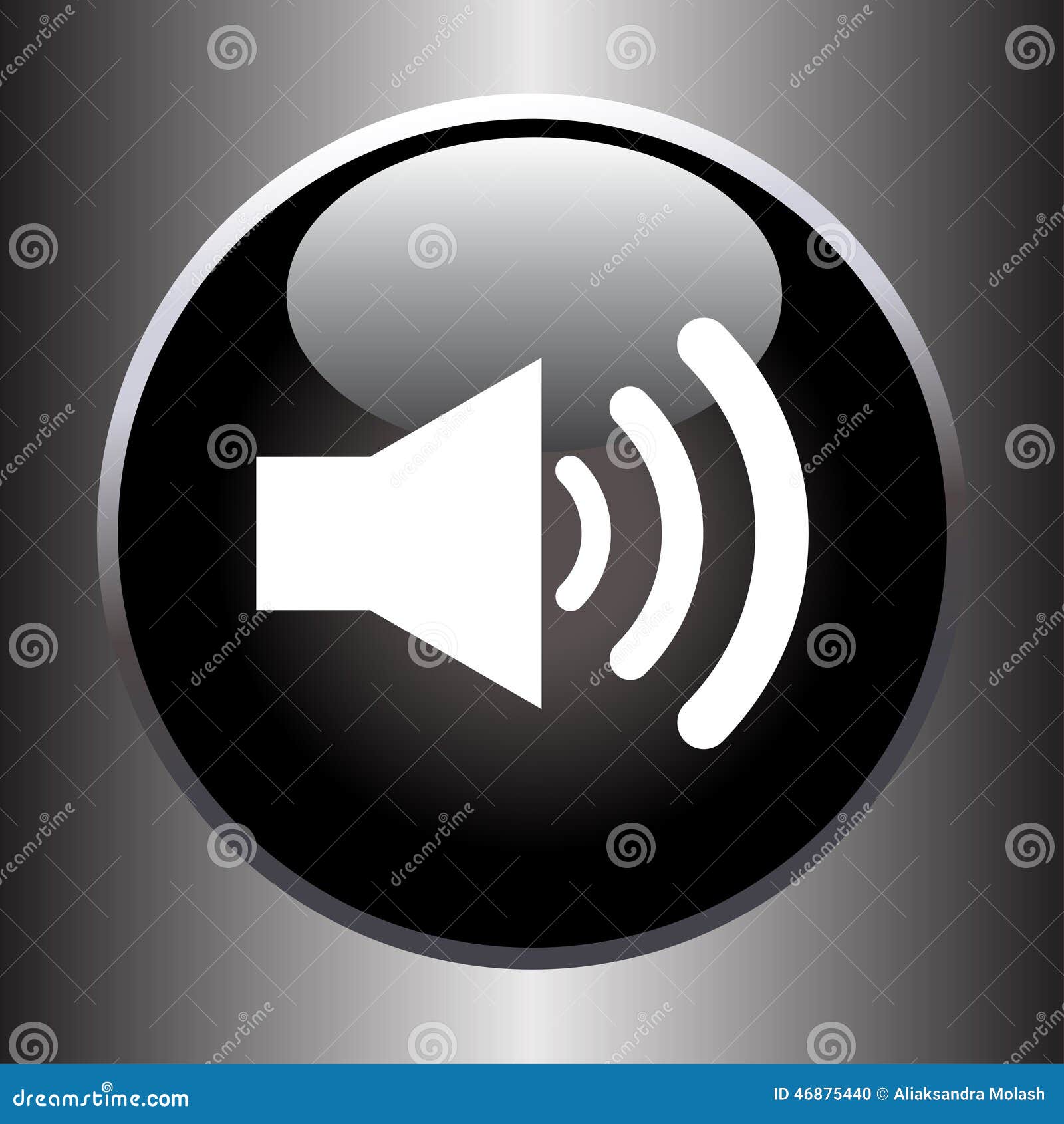 Speaker Volume Icon on Black Glass Button Stock Vector - Illustration ...