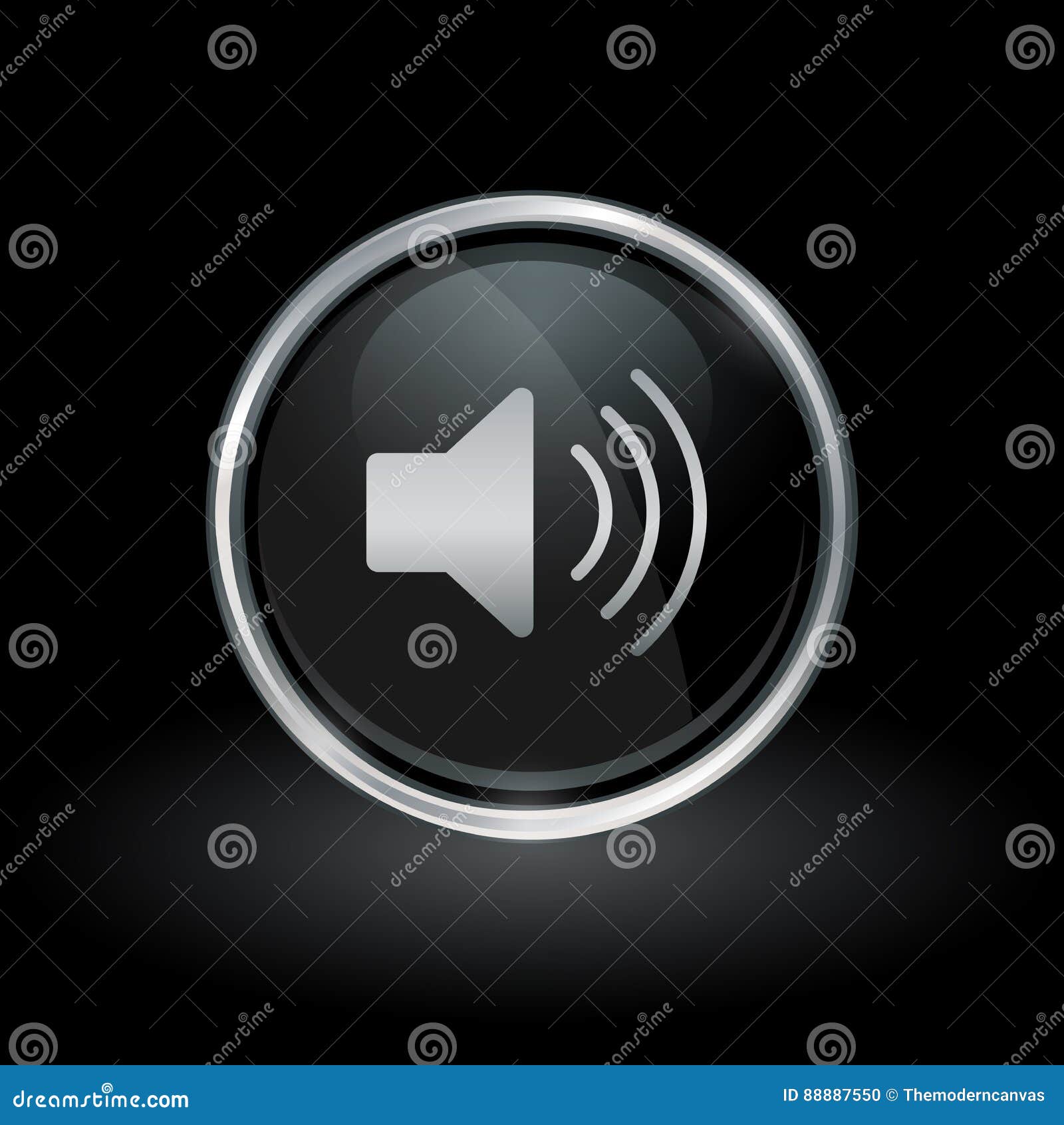 Speaker Volume Icon Inside Round Silver and Black Emblem Stock Vector ...