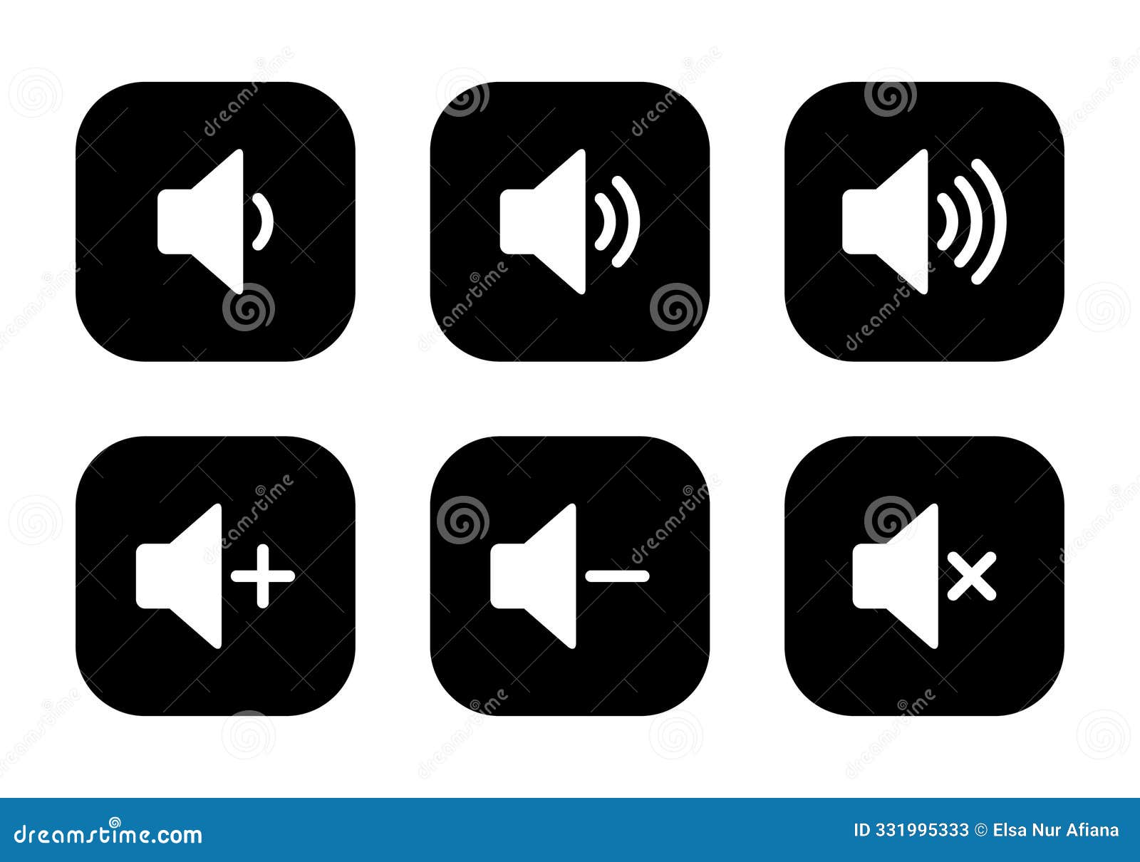 Speaker Volume Icon Set Collection on Black Square Stock Illustration ...