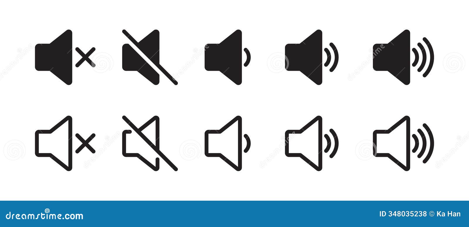 Speaker, Volume Level Icon Set Collection. Sound, Audio Sign Symbol ...