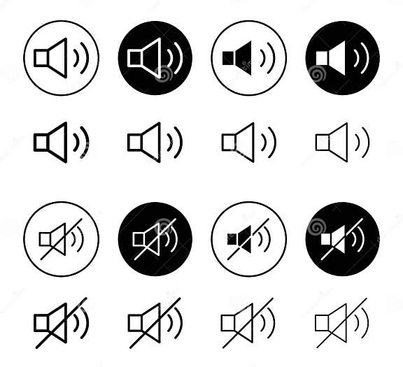 Speaker Volume Vector Icon Set Collection. Speaker Volume Outline Flat ...