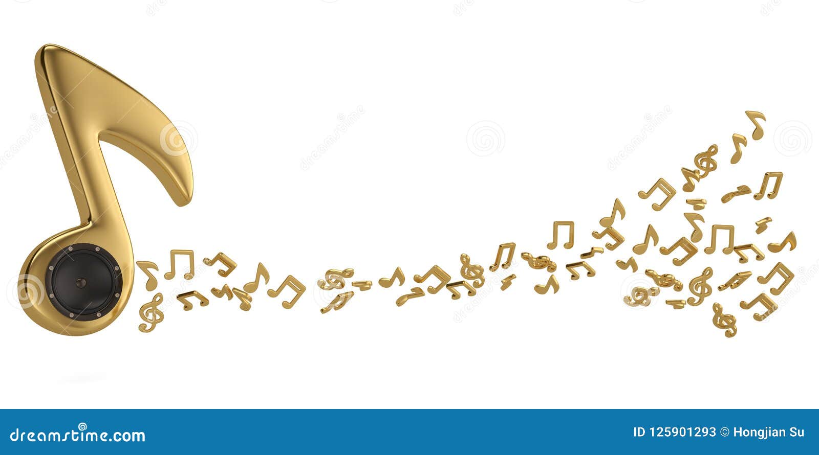 Speakers in Big Music Symbols and Music Notes.3D Illustration. Stock ...