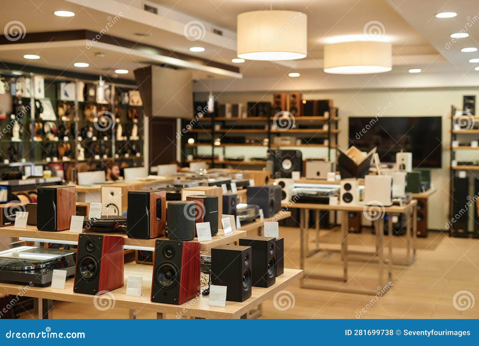Speakers and Music Equipment on Display in Music Store Stock Photo ...