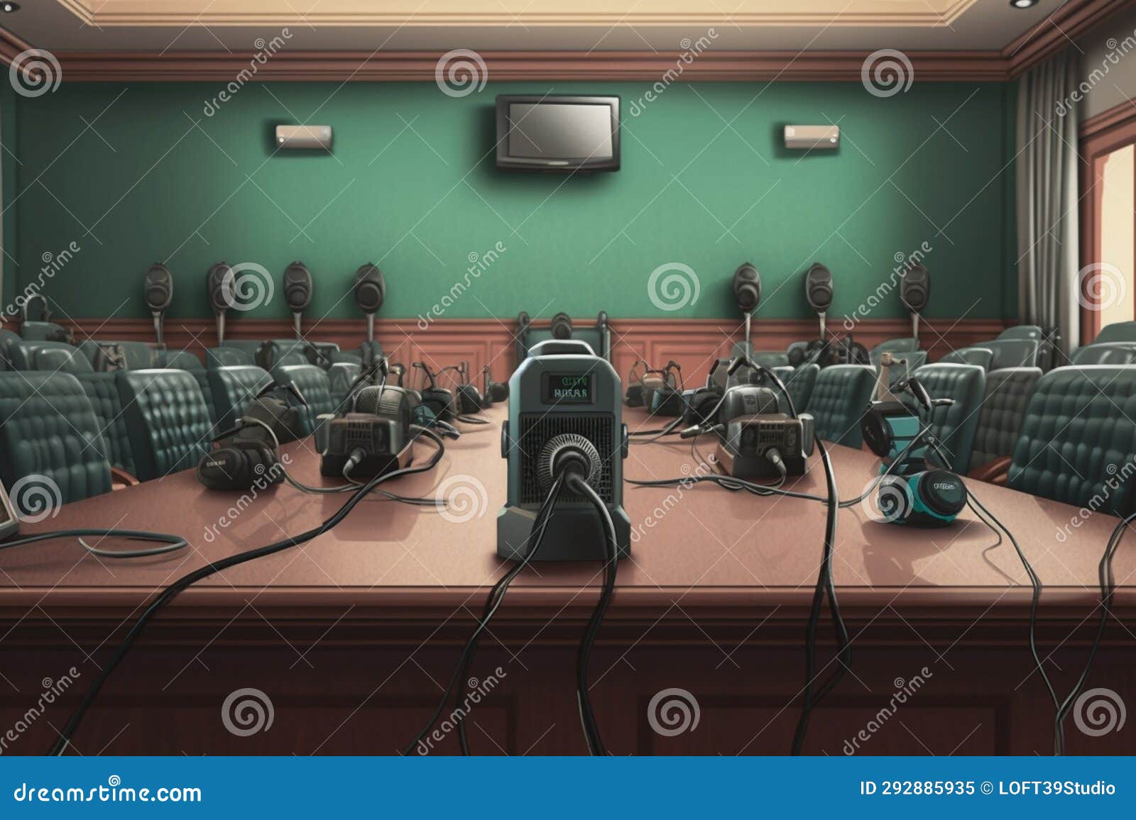 Speakers Table in Conference Room 1695522709128 1 Stock Image - Image ...