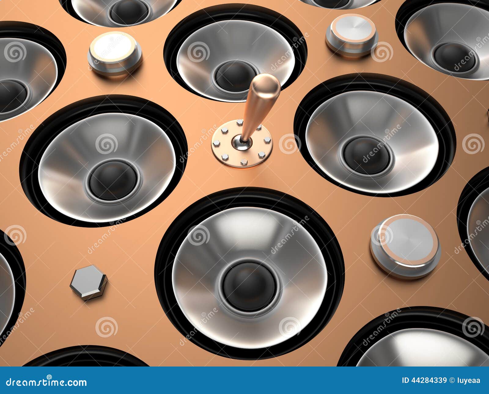 Speakers and Toggle Switch, 3D Stock Illustration - Illustration of ...