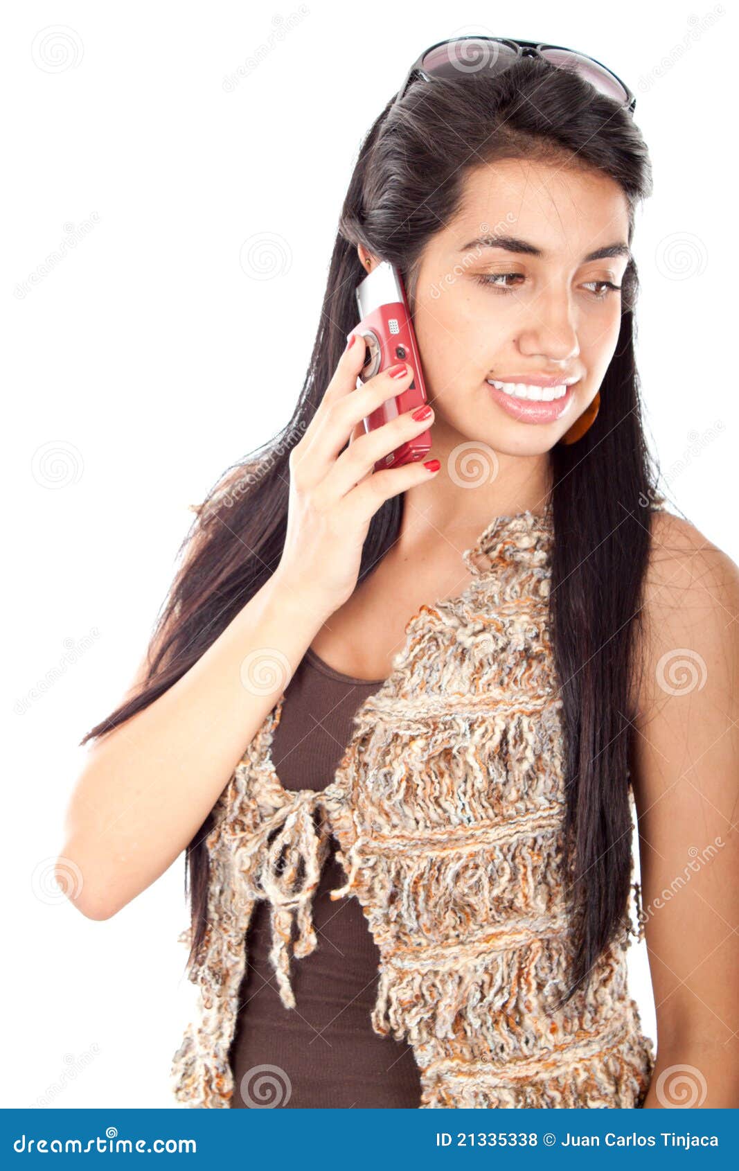 She is Speaking on a Cell Phone Stock Photo - Image of isolated, good ...