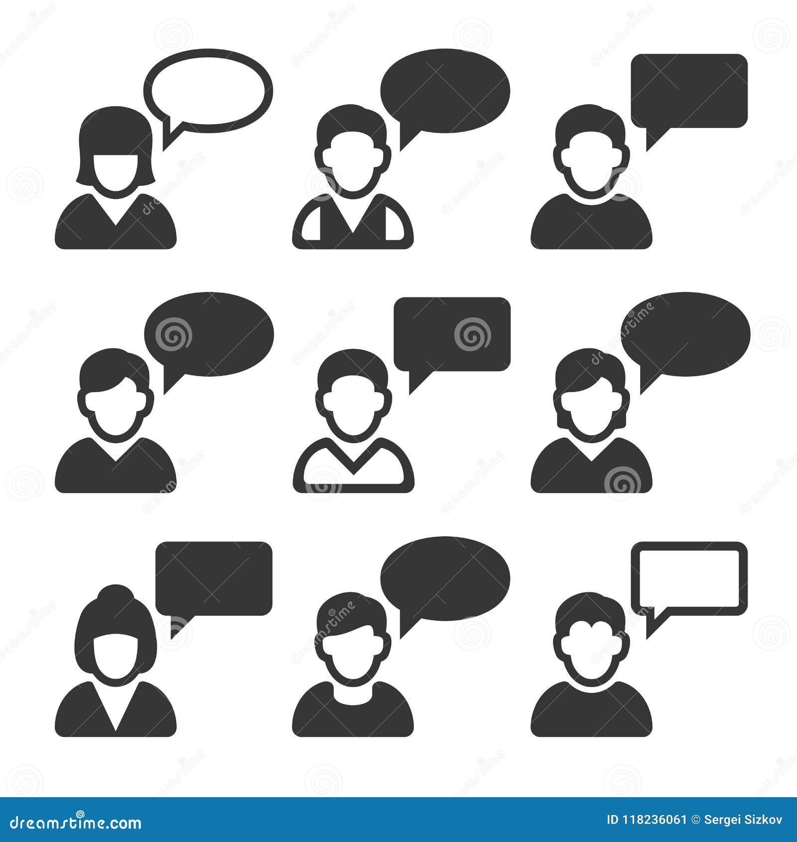 Speaking People Avatars. Chat Icons Set Stock Vector - Illustration of ...