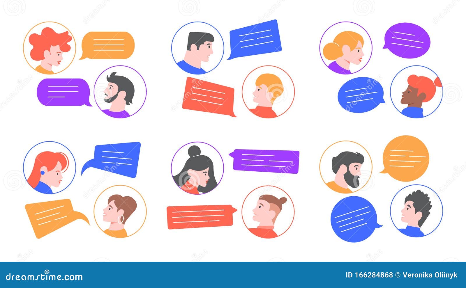 Speaking People. Couple Conversation, Dialogue Bubbles And Chat Avatars ... Speaking People. Couple Conversation, Dialogue Bubbles And Chat Avatars ...