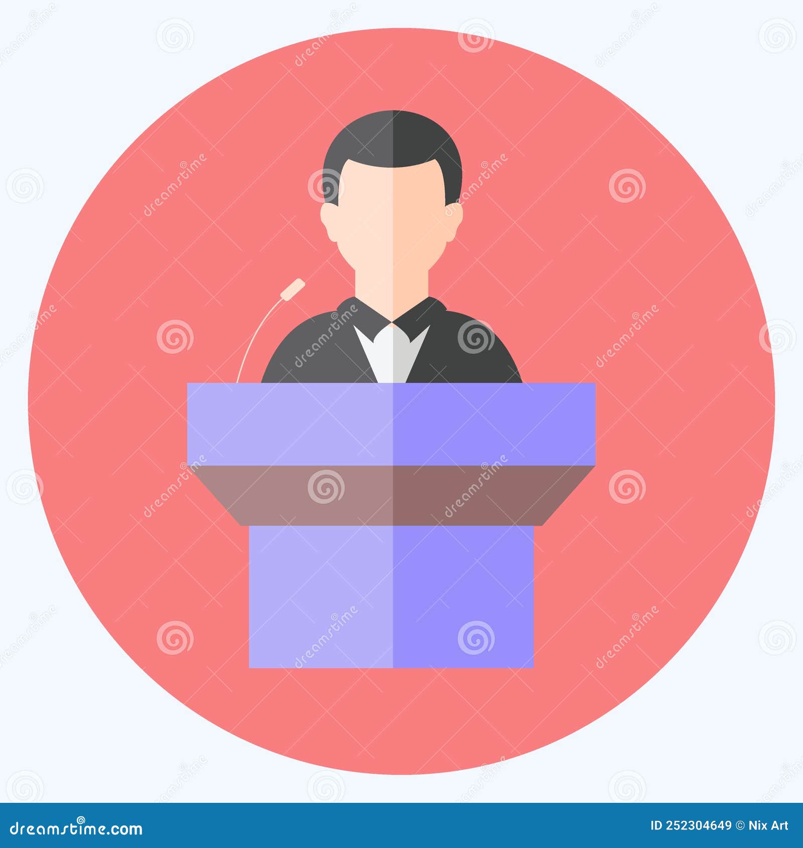 Speaking on Podium Icon in Trendy Flat Style Isolated on Soft Blue ...