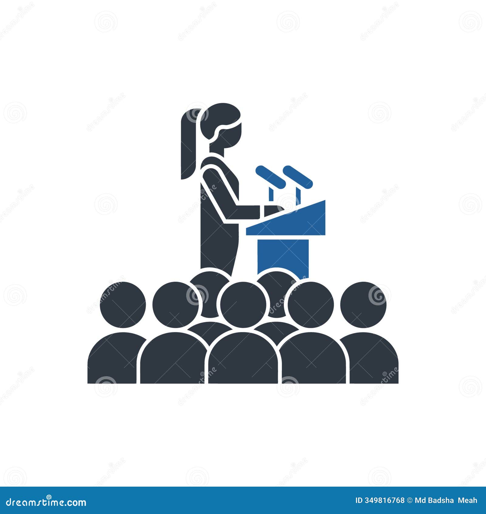 Speaking at Podium Icon stock vector. Illustration of speech - 349816768