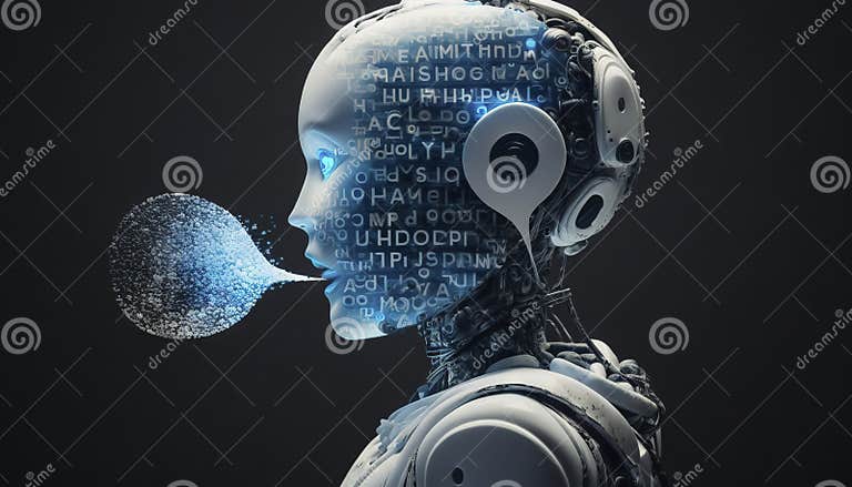 A Speaking Robot. Generative AI Stock Illustration - Illustration of ...