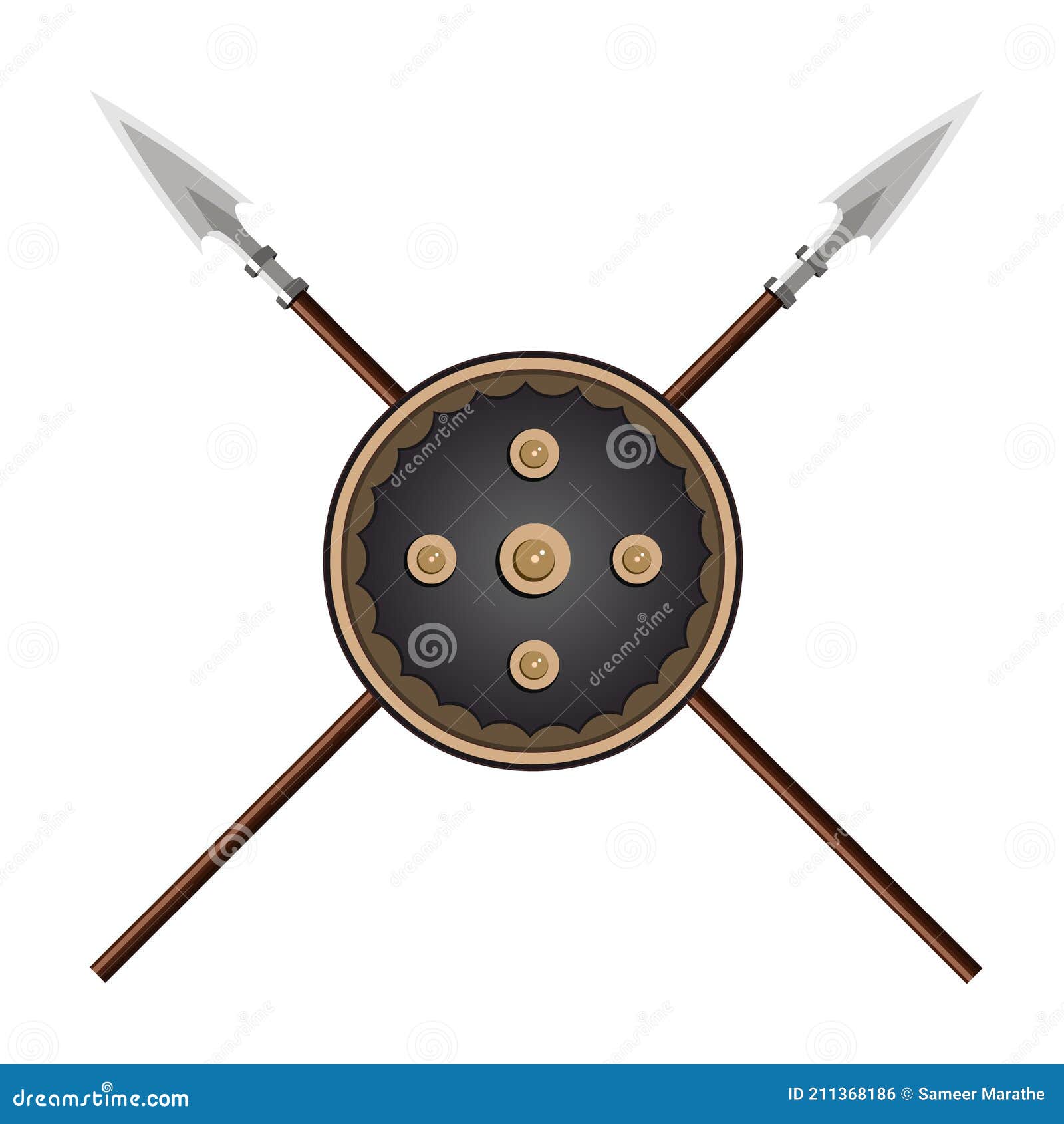 Indian Style Weapon Shield with Two Spears. it is a Vintage ...