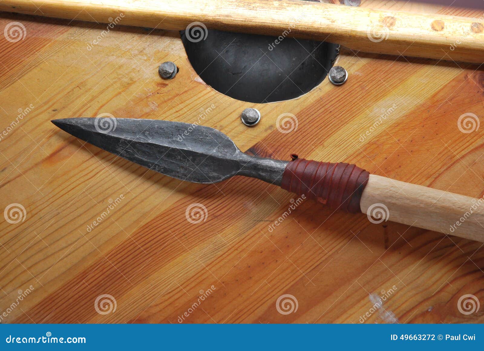 Spear on the shield stock photo. Image of oszcep, tarcza - 49663272