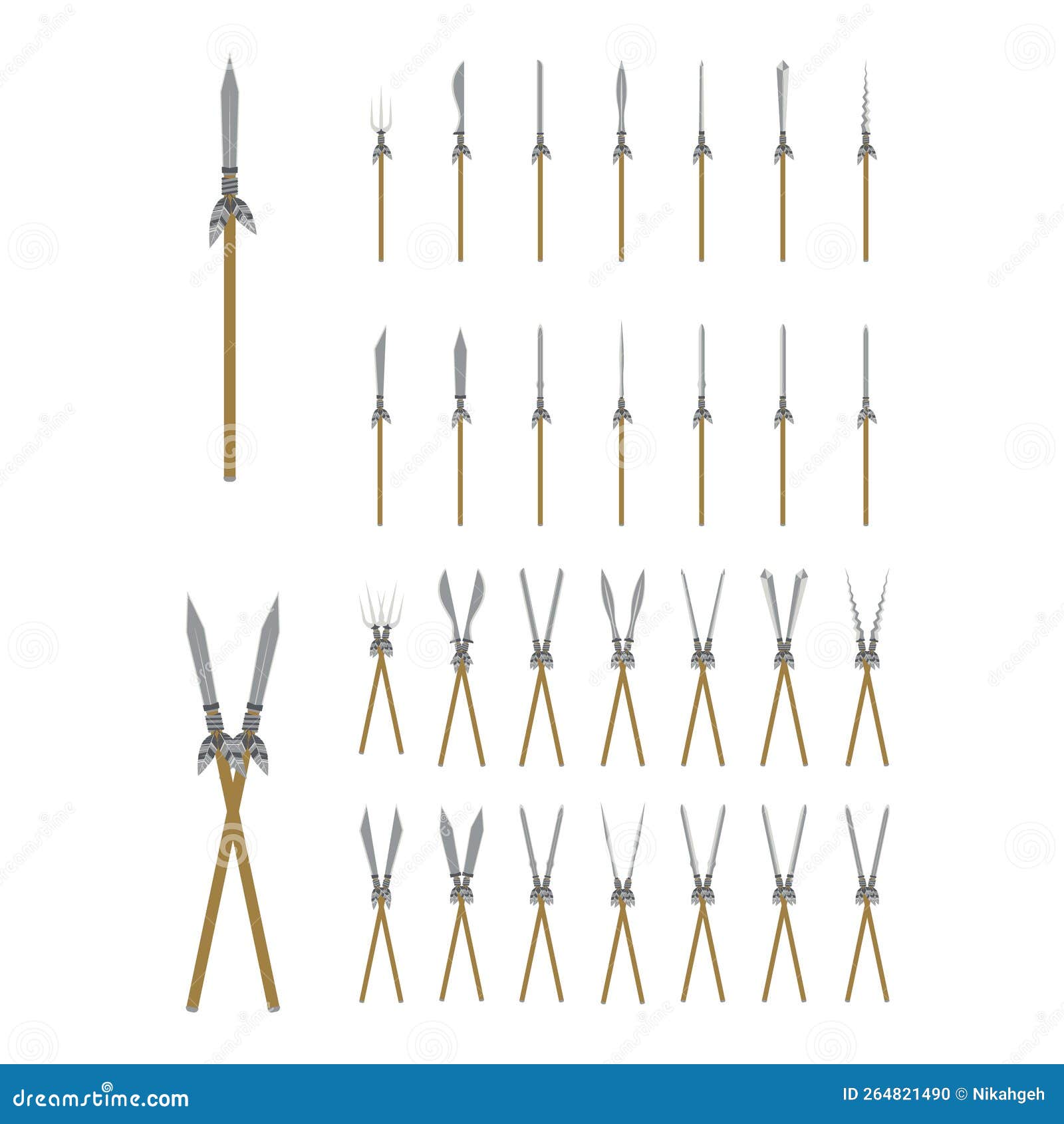 Spear War Lance Weapon Two Side Sharp Knight Collection Stock Vector ...