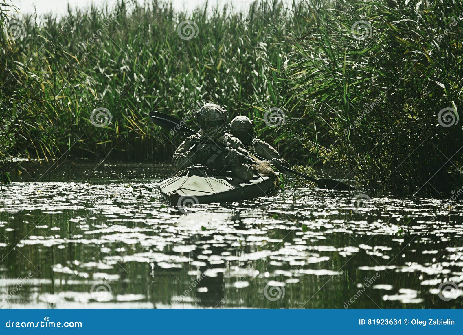 Spec Ops in the Military Kayak Stock Photo - Image of commando, paddle ...