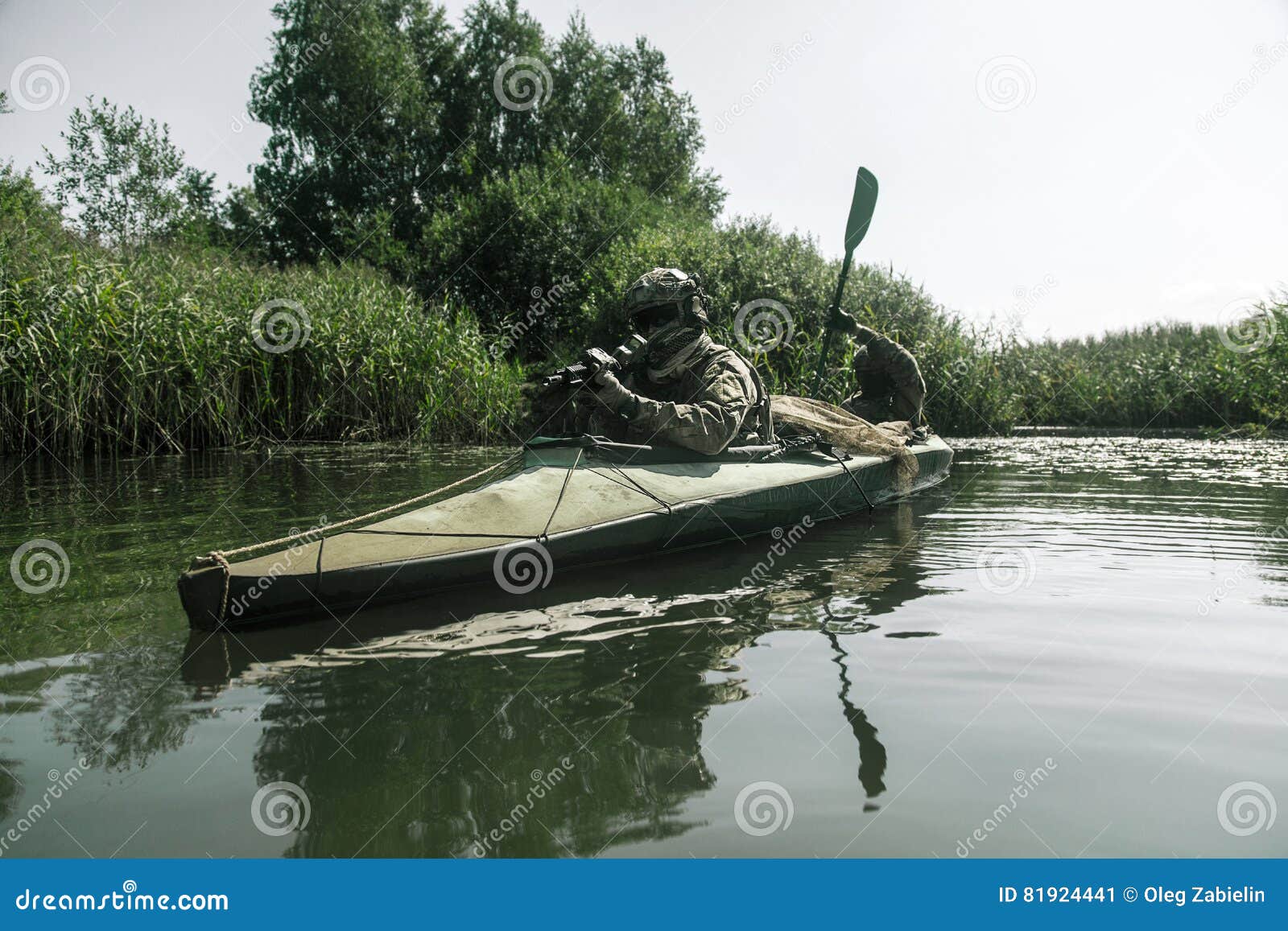 Spec Ops in the Military Kayak Stock Image - Image of force, armed ...