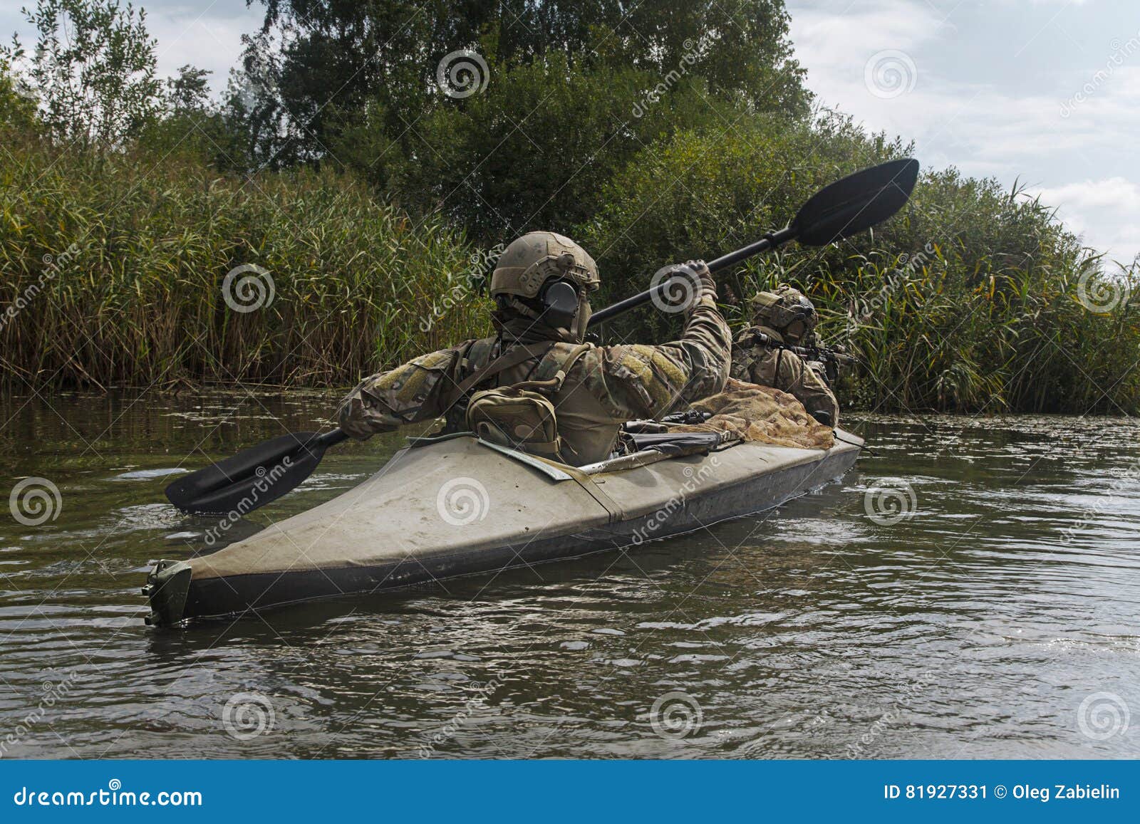 Spec Ops in the Military Kayak Stock Image - Image of army, paddling ...