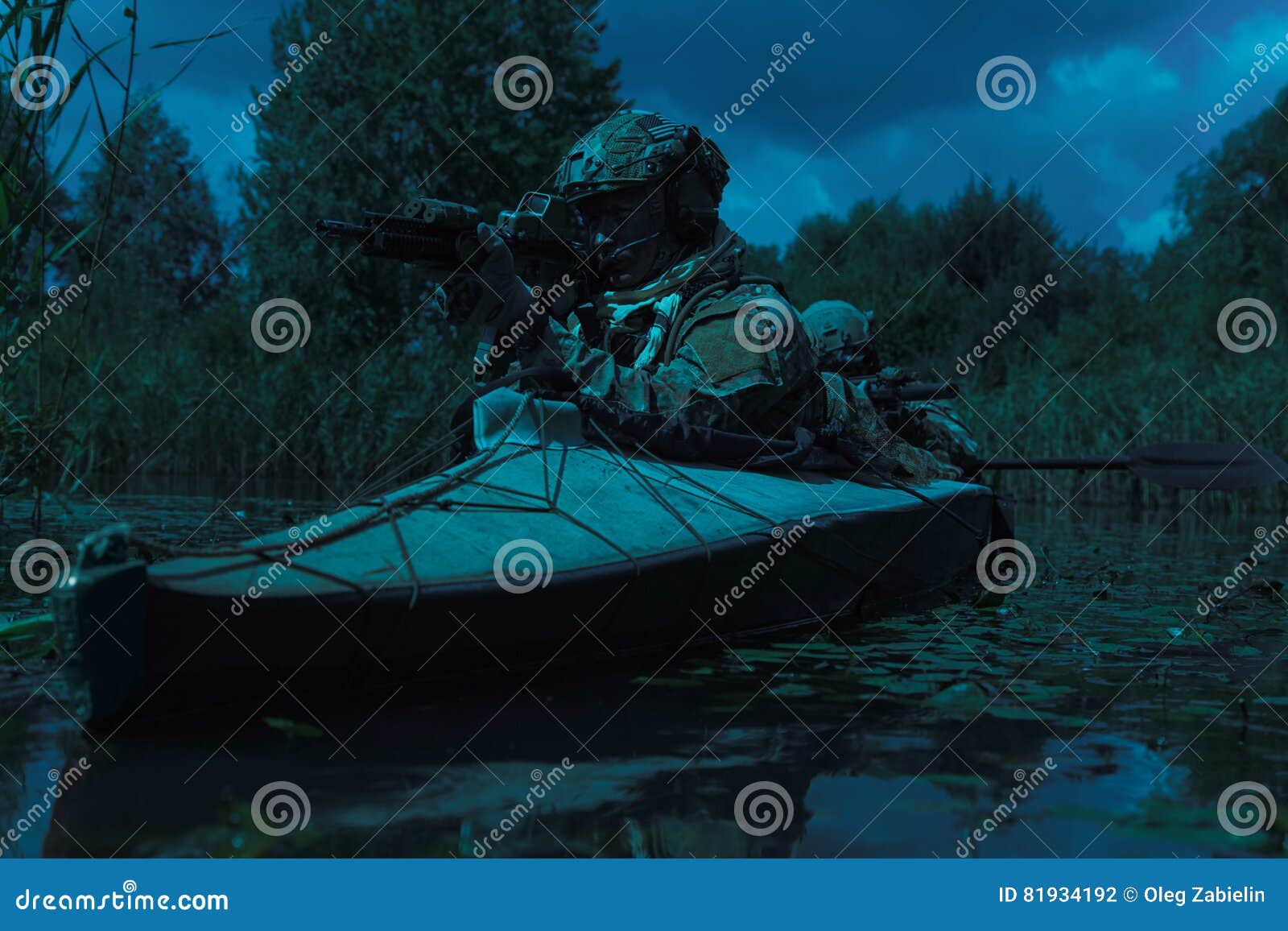 Spec Ops in the Military Kayak Stock Photo - Image of forces, commando ...