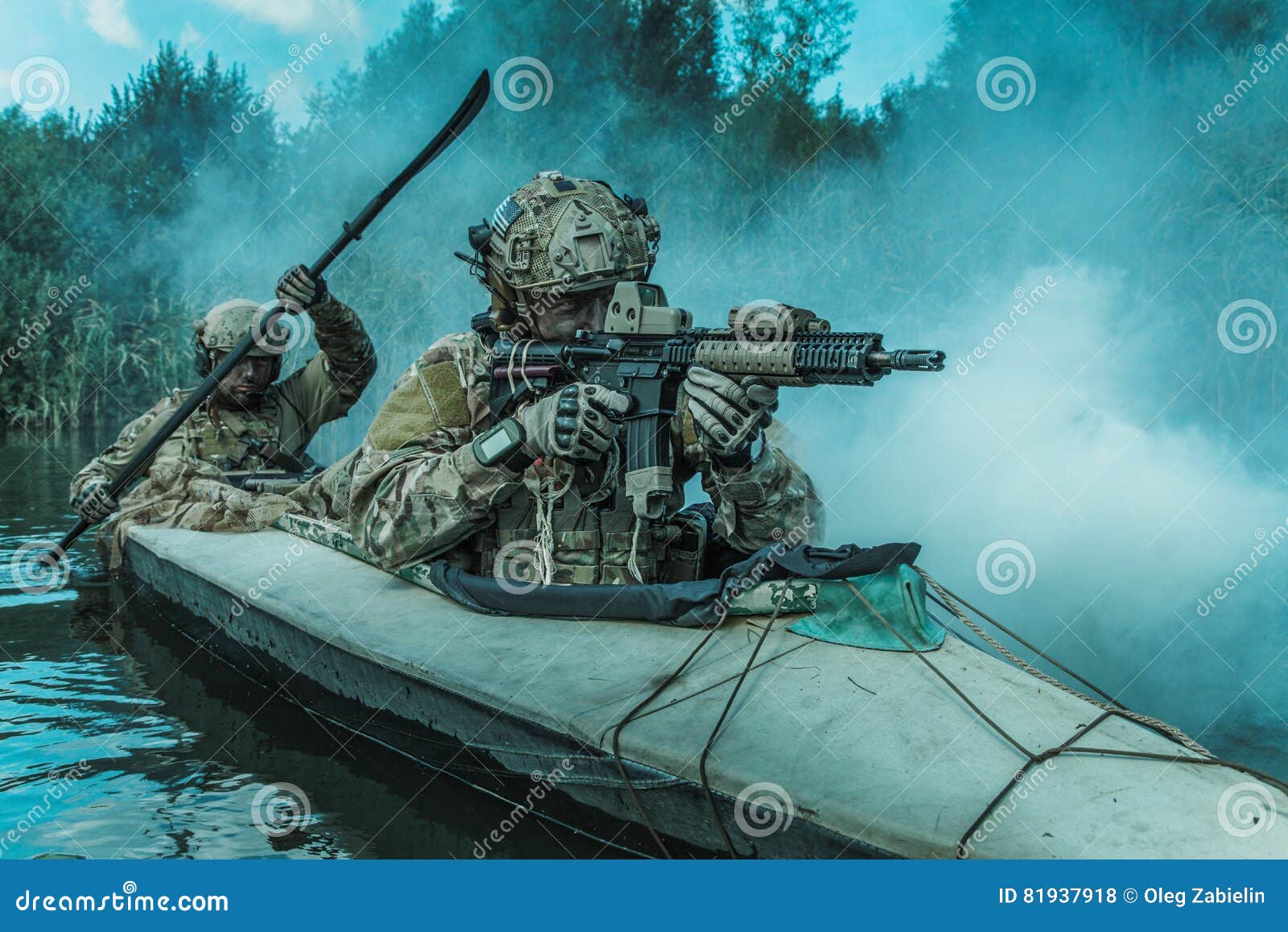 Spec Ops in the Military Kayak Stock Photo - Image of paddle, troops ...
