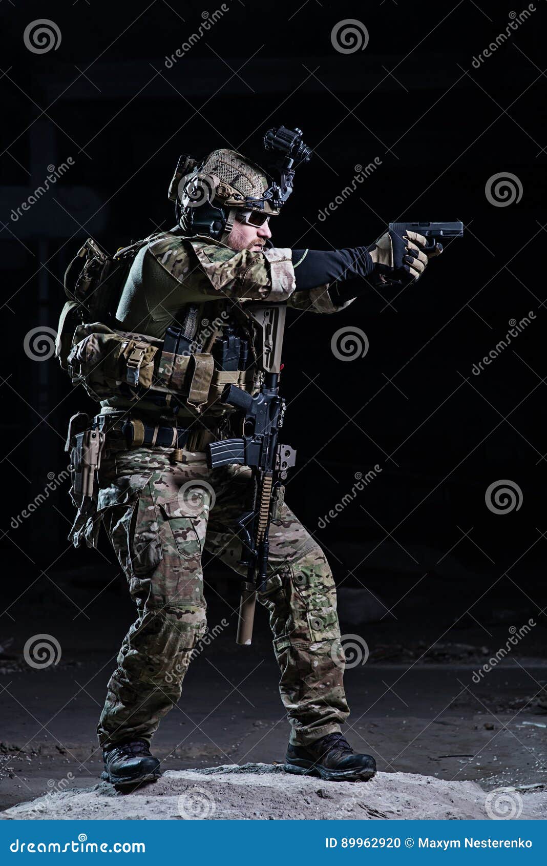 Spec Ops Soldier with Pistol Stock Photo - Image of rifle, tactics ...