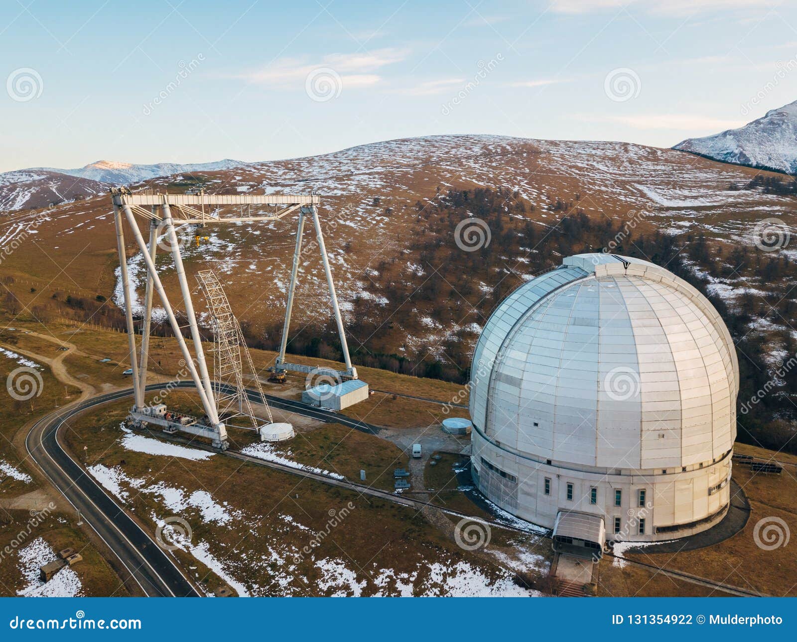 Special Astrophysical Observatory in the Evening. Aerial View Stock ...