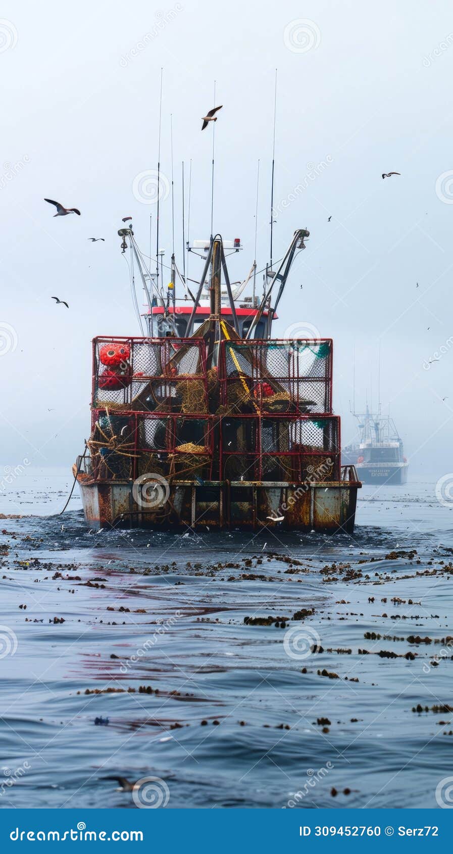 Special Boat for Catching Crabs or Lobsters in the Sea or Ocean with ...