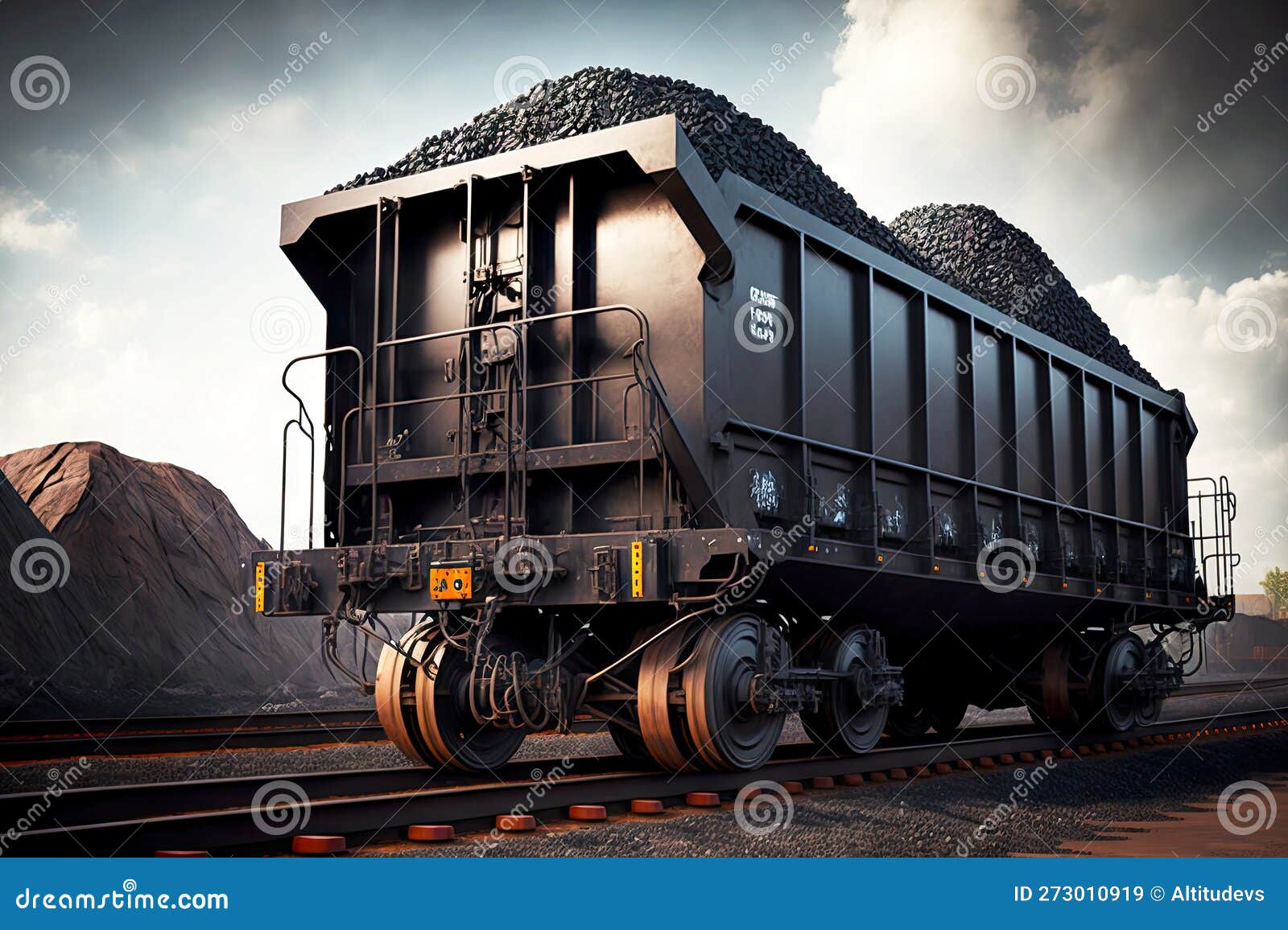 Special Cargo Train for Transportation of Coal in Open Wagons Stock ...