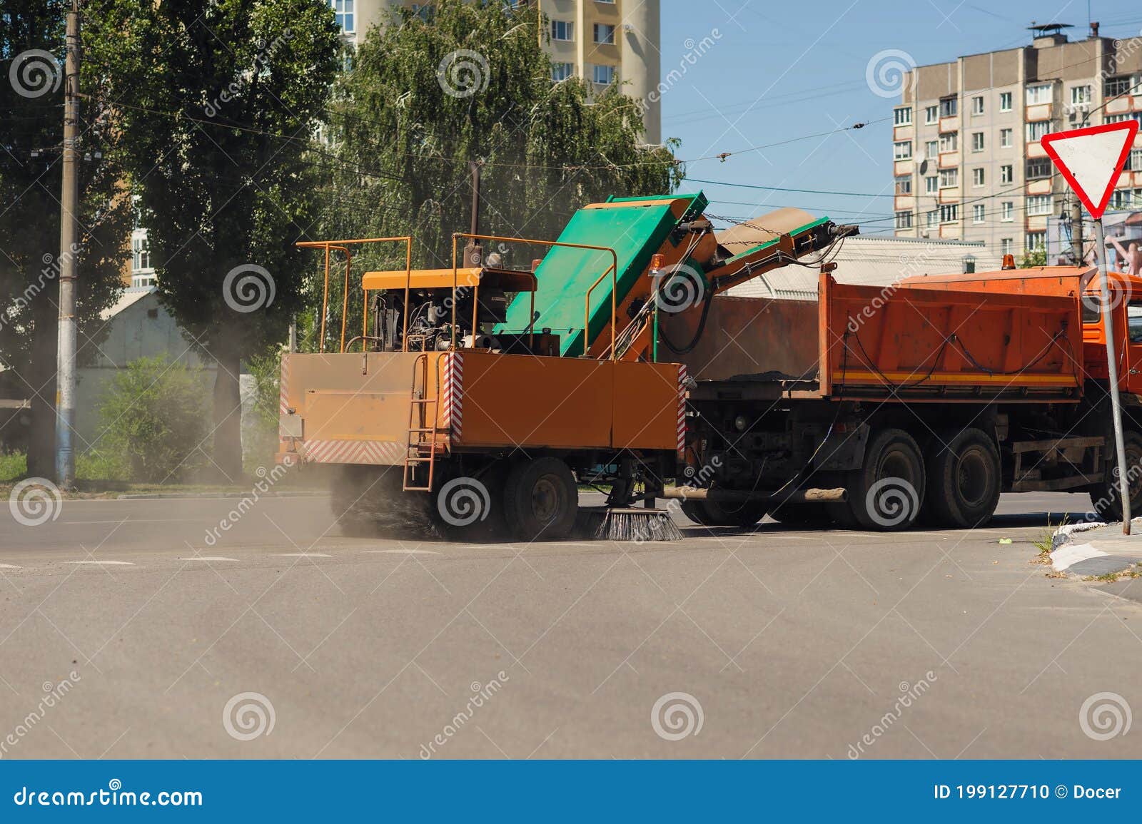 Special Road Vehicles. Compactor At Road Compaction Works. A Roller ...