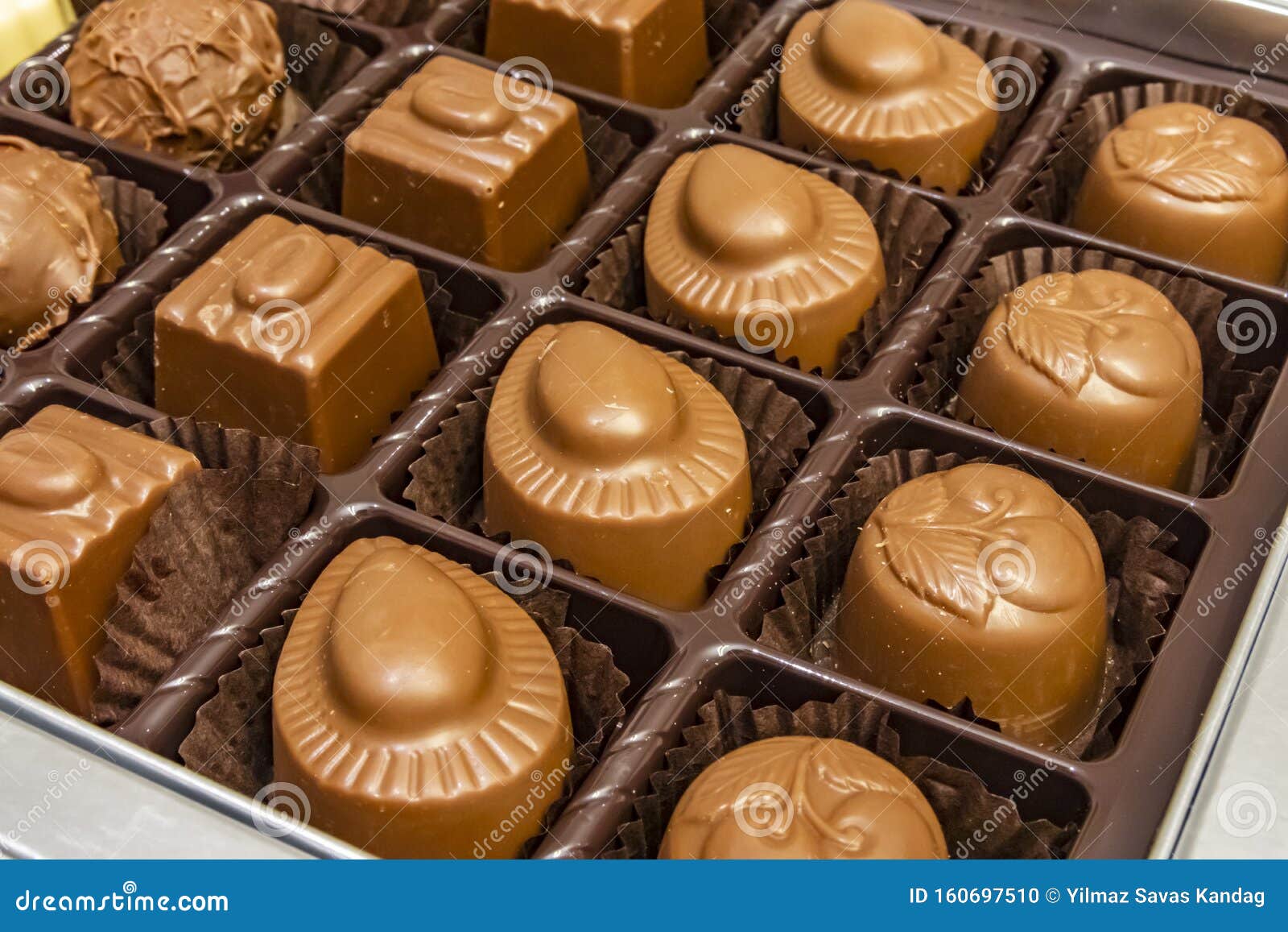 Special Chocolates with Different Figures in Gift Box Stock Photo ...