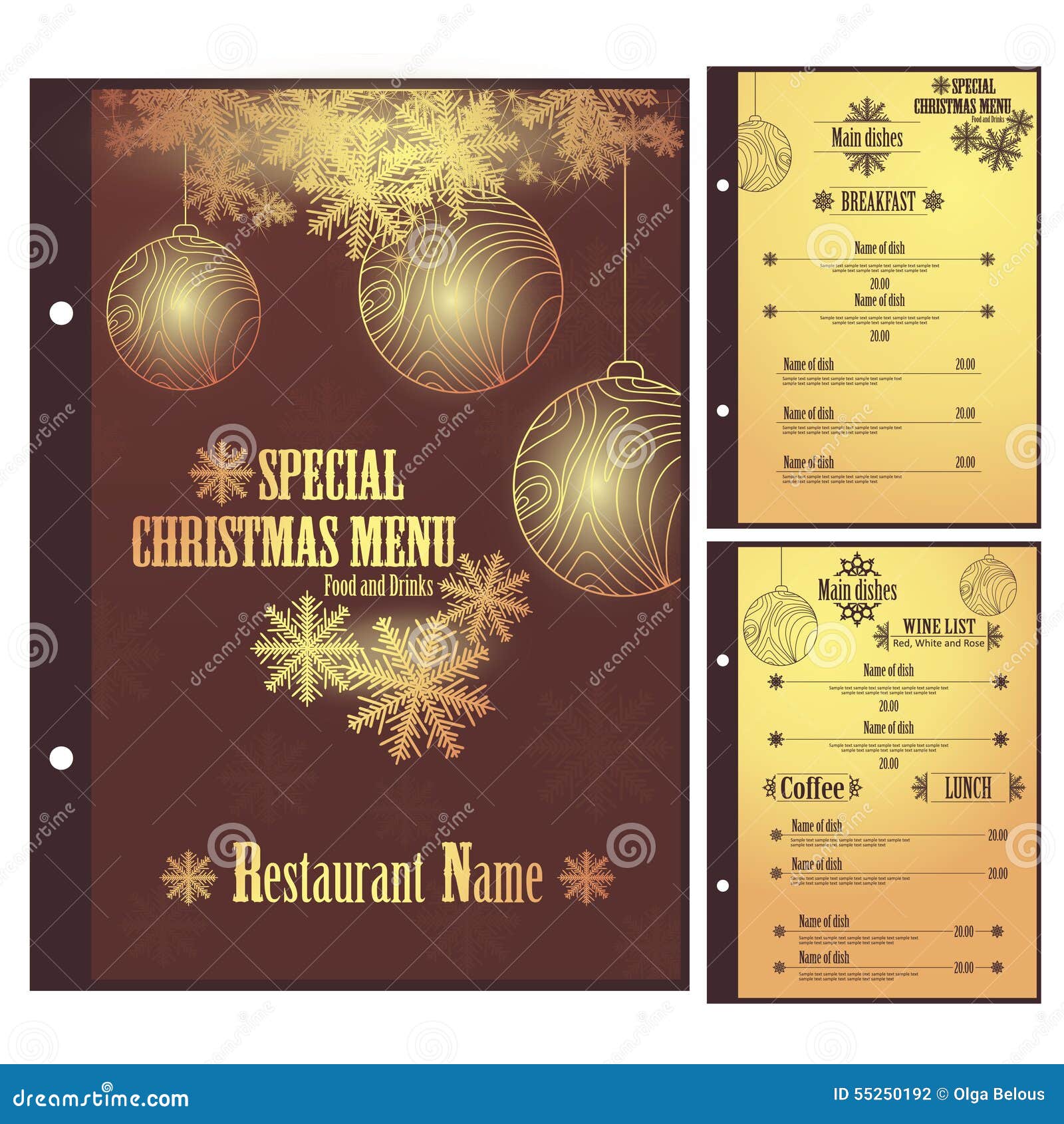 Special Christmas Restaurant Menu For Pizza Vector Illustration ...