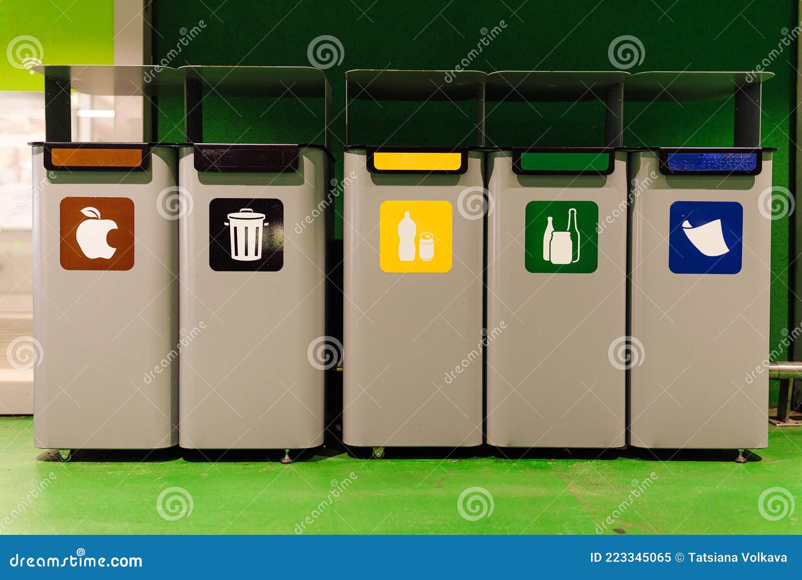 Special Containers for Separating Garbage , Standing in Row. Ecology ...
