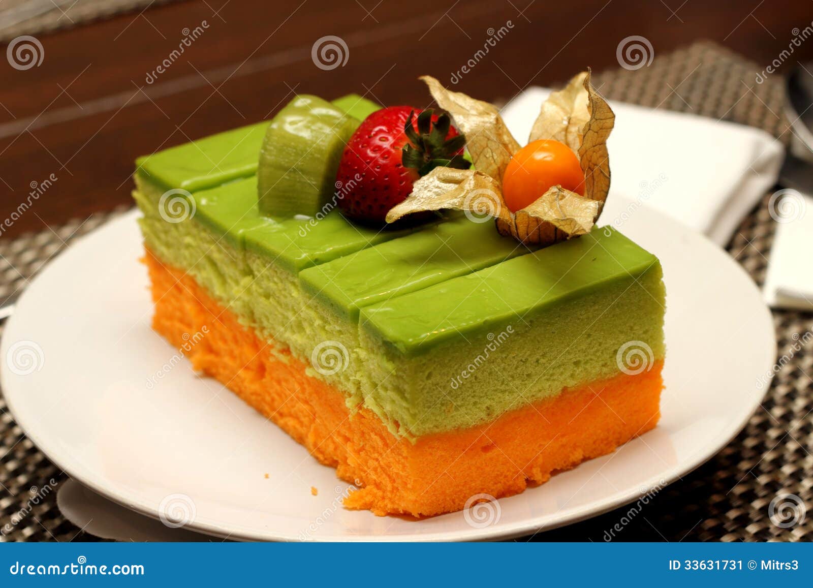 Special Delicious of Pandan and Orang Cake Stock Image - Image of ...