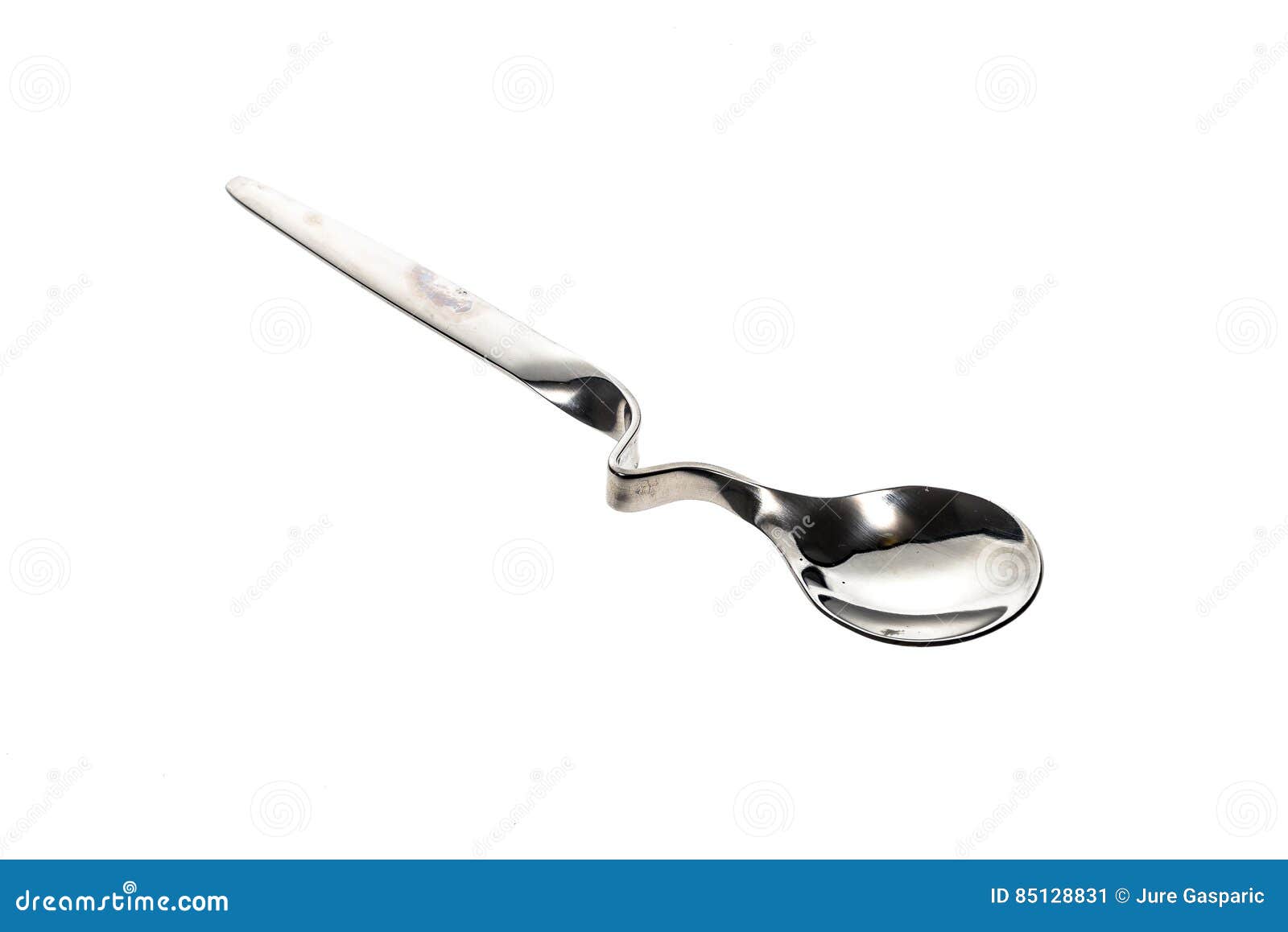 Special Design Silver Tea Spoon Isolated on White. Stock Image - Image ...