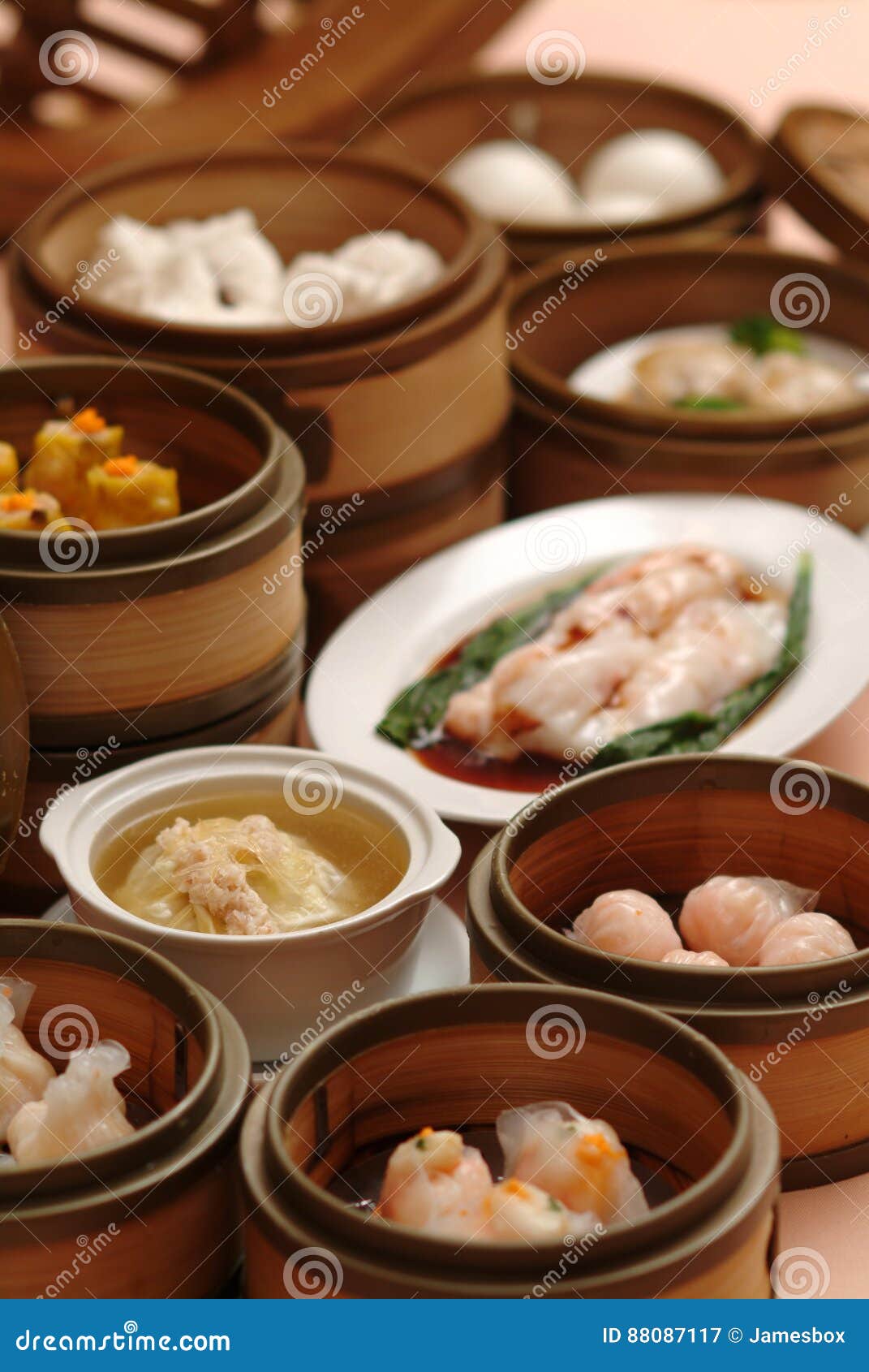 Special Dim Sum on Bamboo Tray Stock Image - Image of fresh, lunch ...