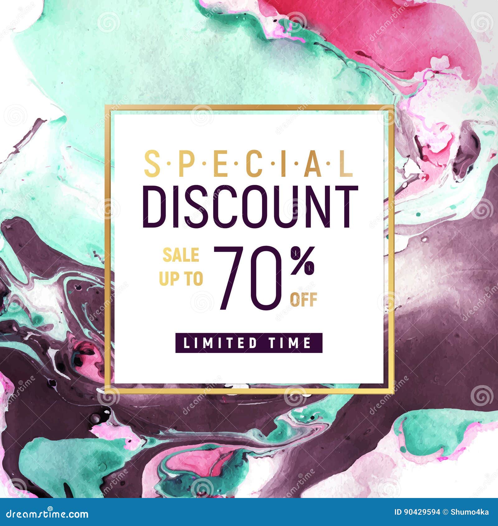 Special Discount Square Banner Template with Marble Texture on White ...