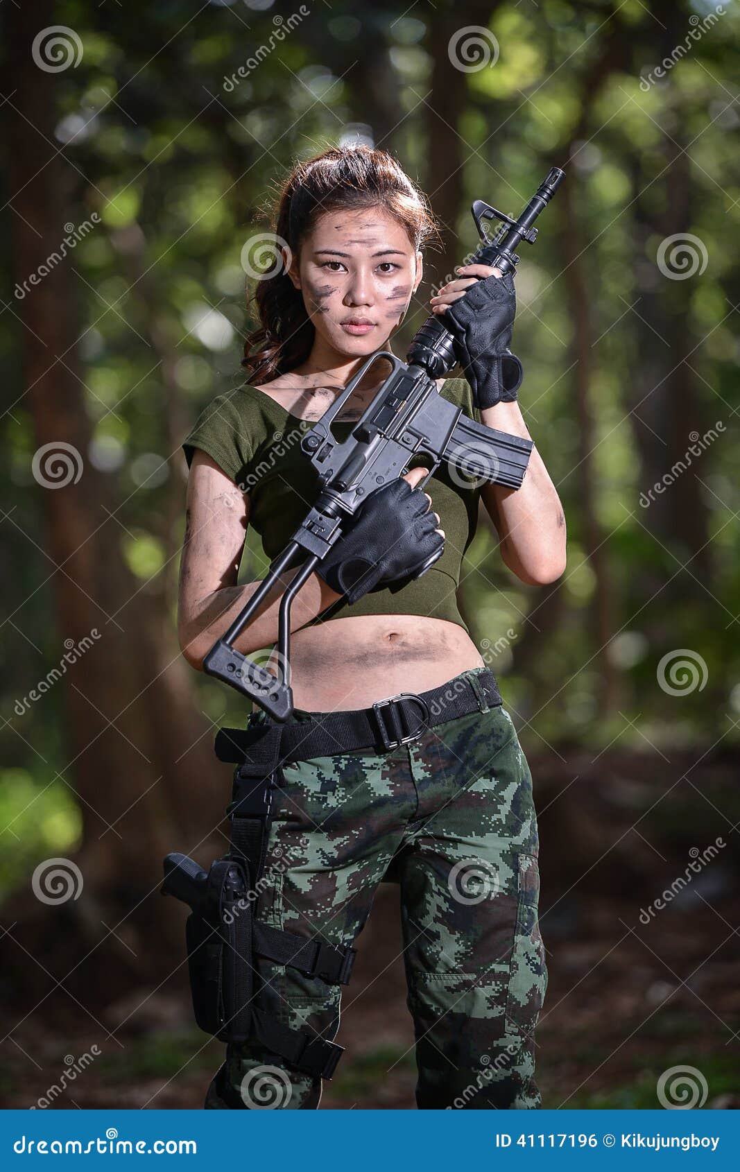 Special Force with the Gun in the Jungle, Soldier Stock Photo - Image ...