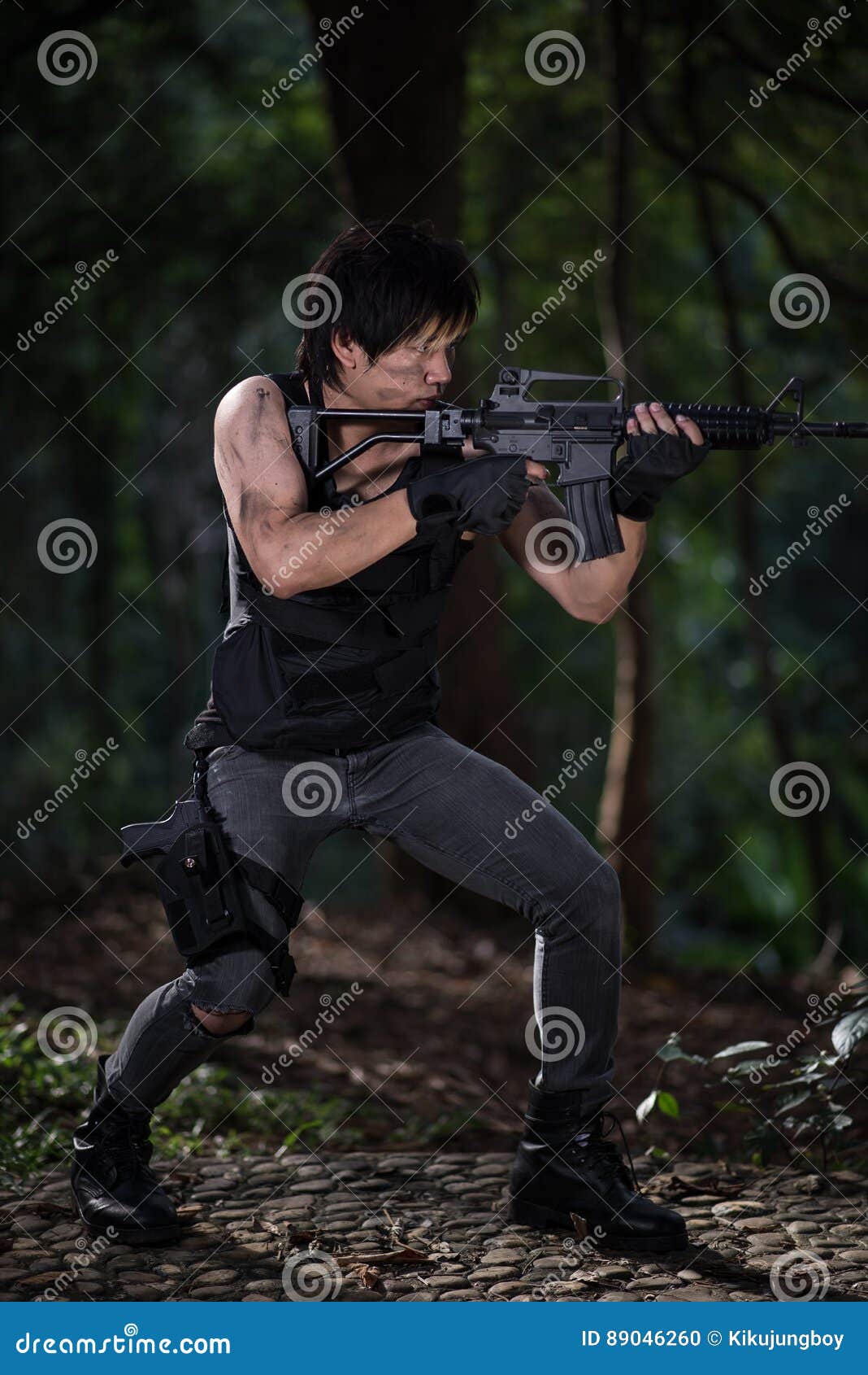Special Force with the Gun in the Jungle Stock Photo - Image of combat ...