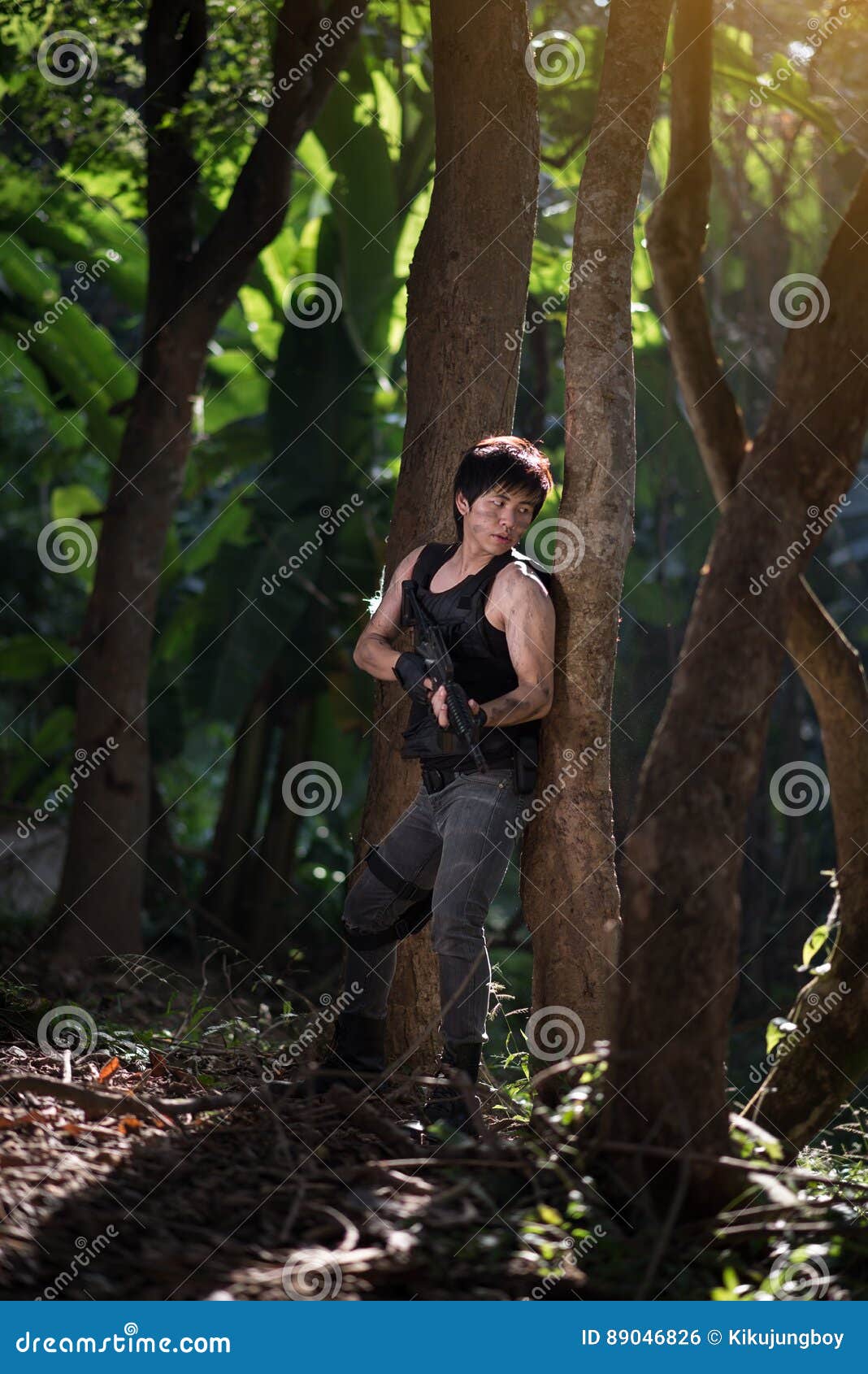 Special Force with the Gun in the Jungle Stock Photo - Image of guard ...