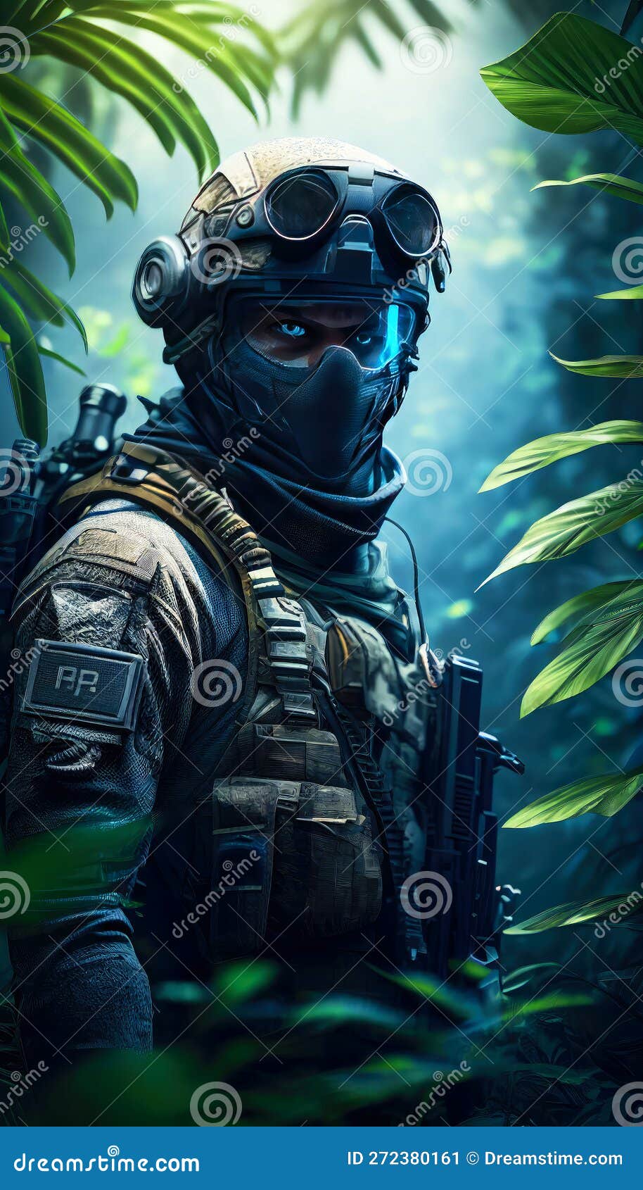 Special Forces Commando Soldiers Navigating Their Way through a Dense ...