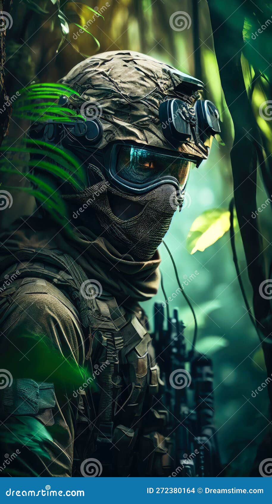 Special Forces Commando Soldiers Navigating Their Way through a Dense ...